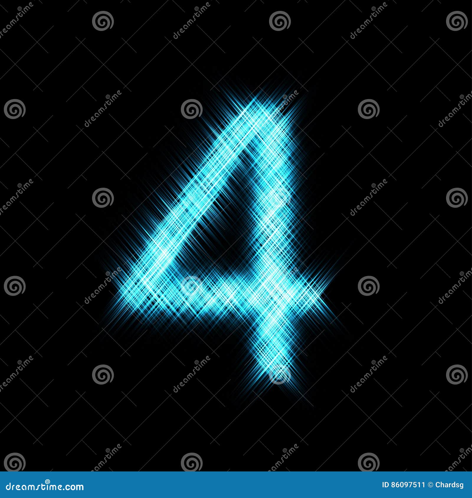 Number 4, Abstract Light on Dark Background. Vector Illustration. Stock ...