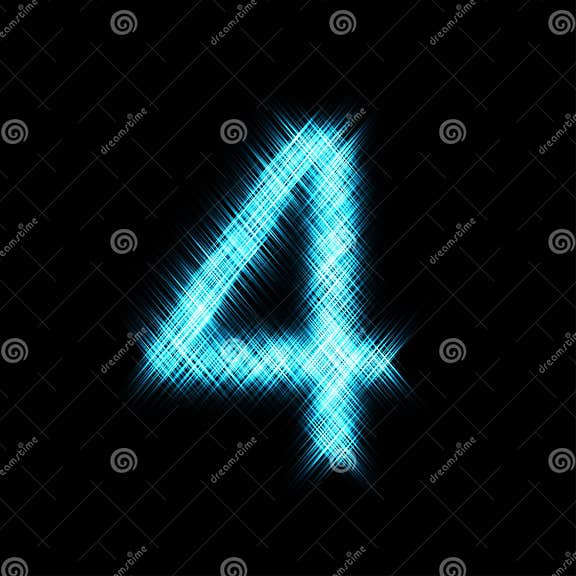Number 4, Abstract Light on Dark Background. Vector Illustration. Stock ...