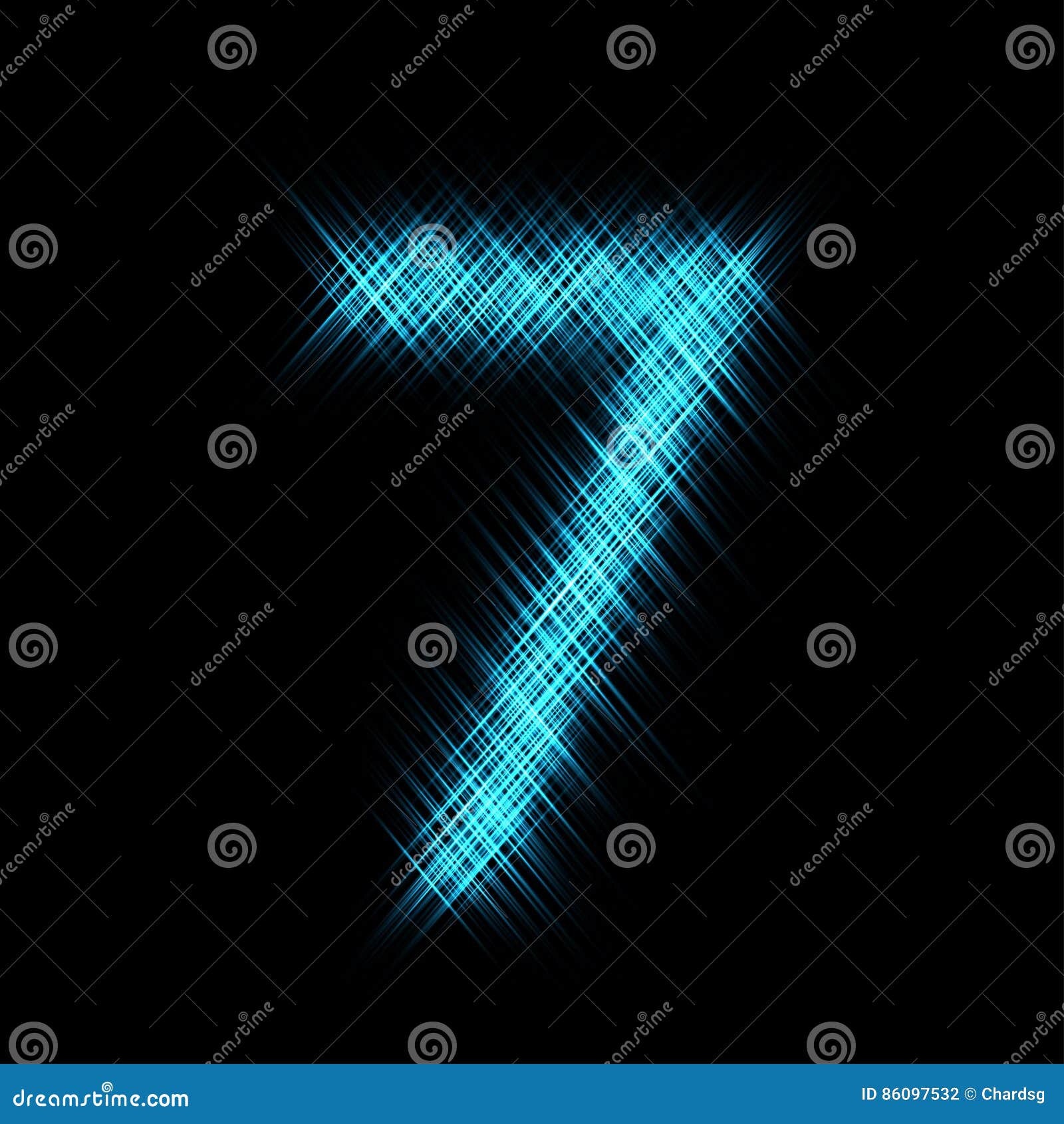 Number 7, Abstract Light on Dark Background. Vector Illustration. Stock ...