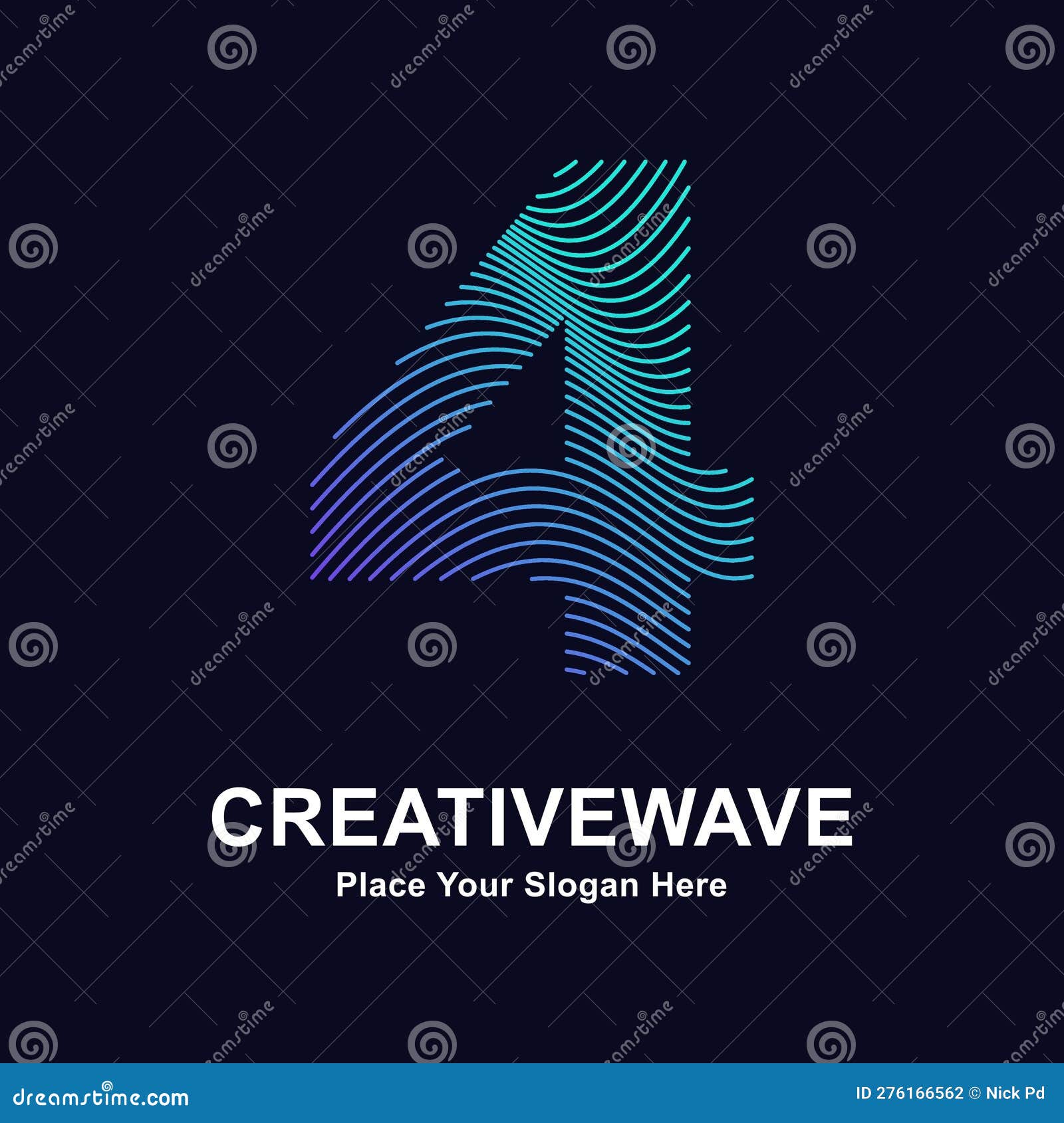 Number 4 Abstract Line Creative Wave Logo Vector Design. Stock Vector ...