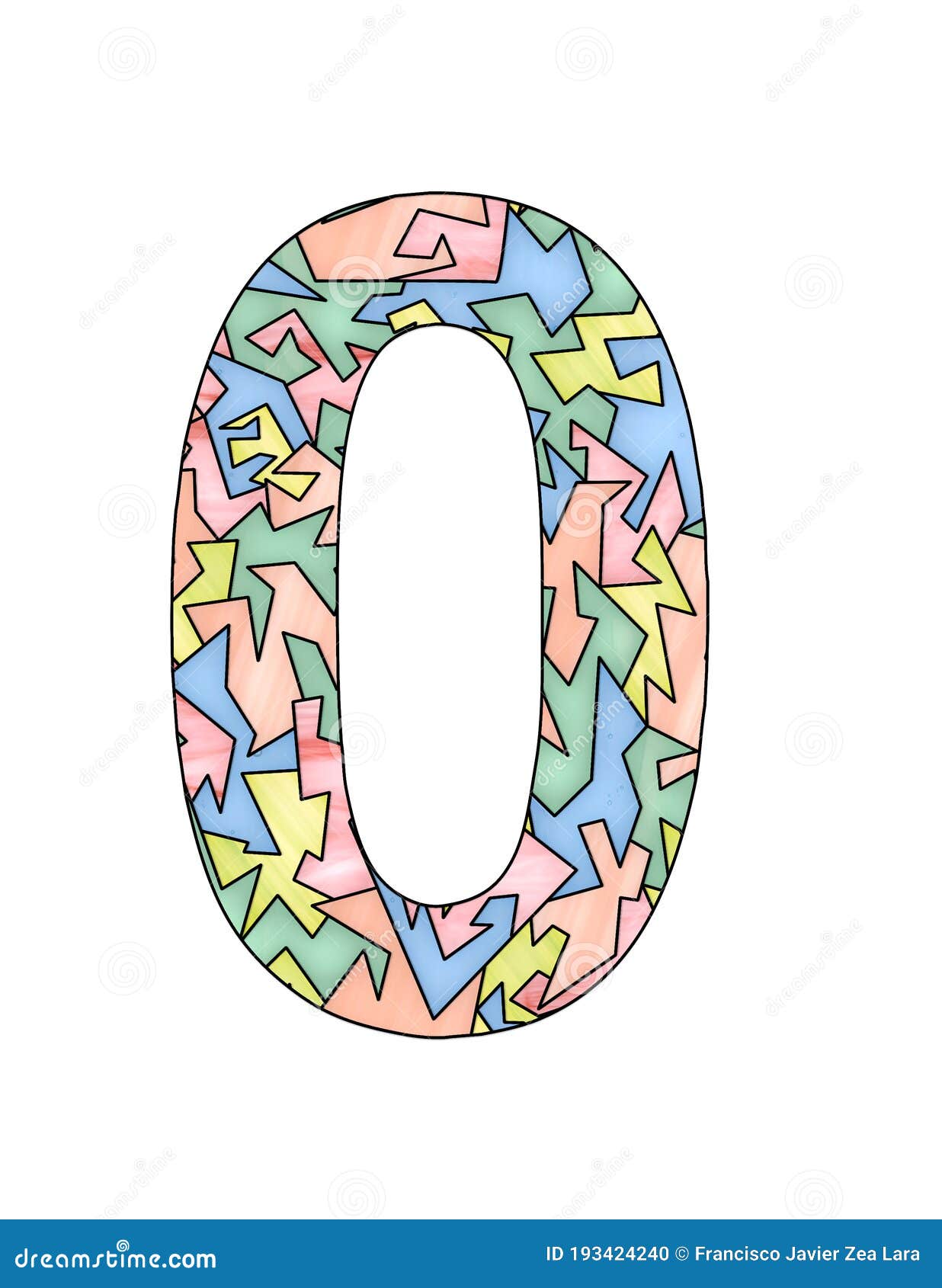 Number 0 for Ad Design or Text with Stained Glass Style Stock ...