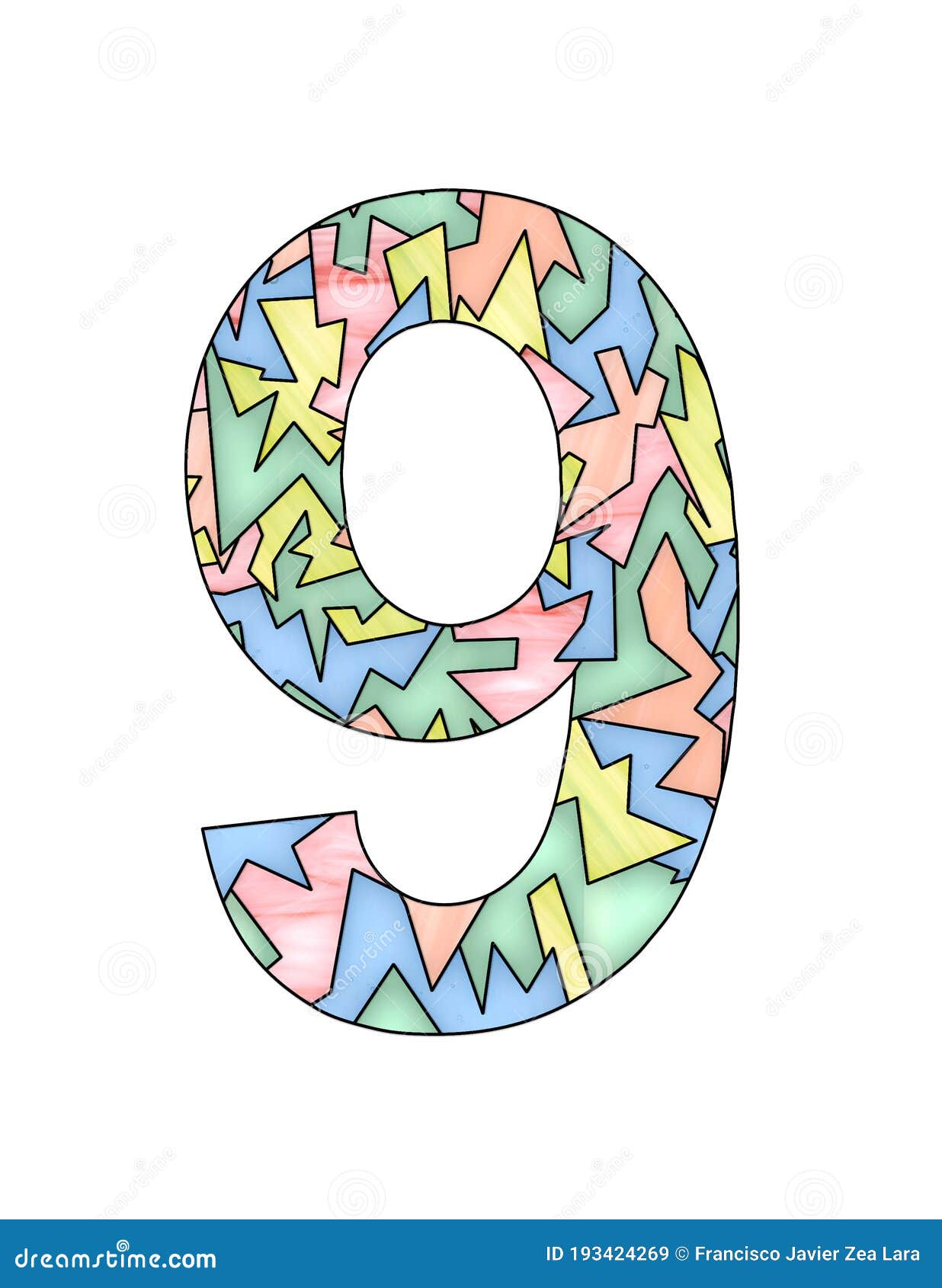 Number 9 for Ad Design or Text with Stained Glass Style Stock ...