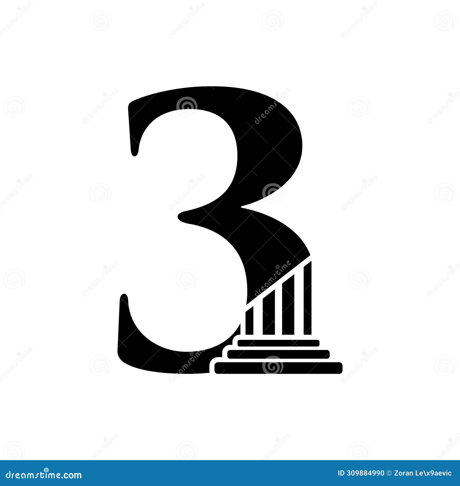 Number 3 Pillar Law Logo stock vector. Illustration of legal - 309884990