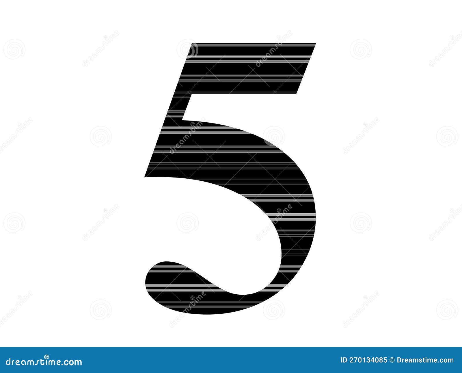 Number 5 of the Alphabet Made with Black and White Stripes Stock ...