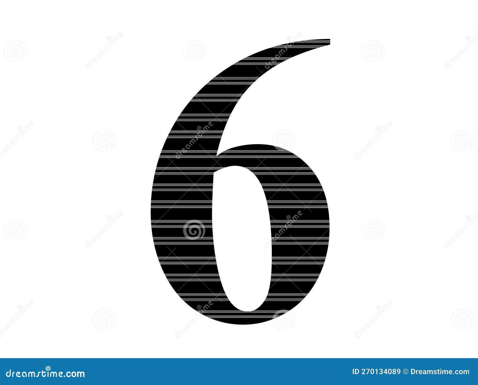 Number 6 of the Alphabet Made with Black and White Stripes Stock ...