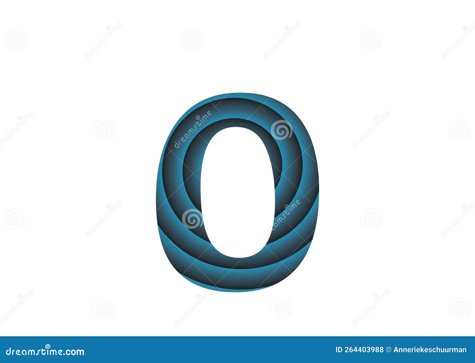 Number 0 of the Alphabet Made with Dark and Light Blue Circles Stock ...