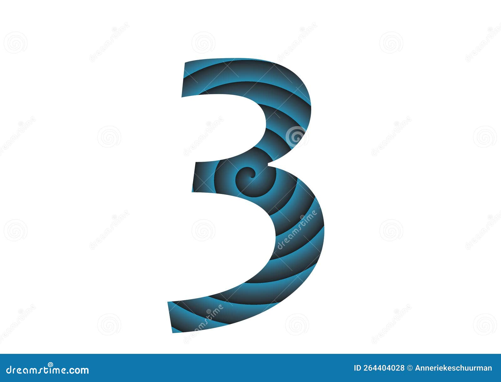 Number 3 of the Alphabet Made with Dark and Light Blue Circles Stock ...
