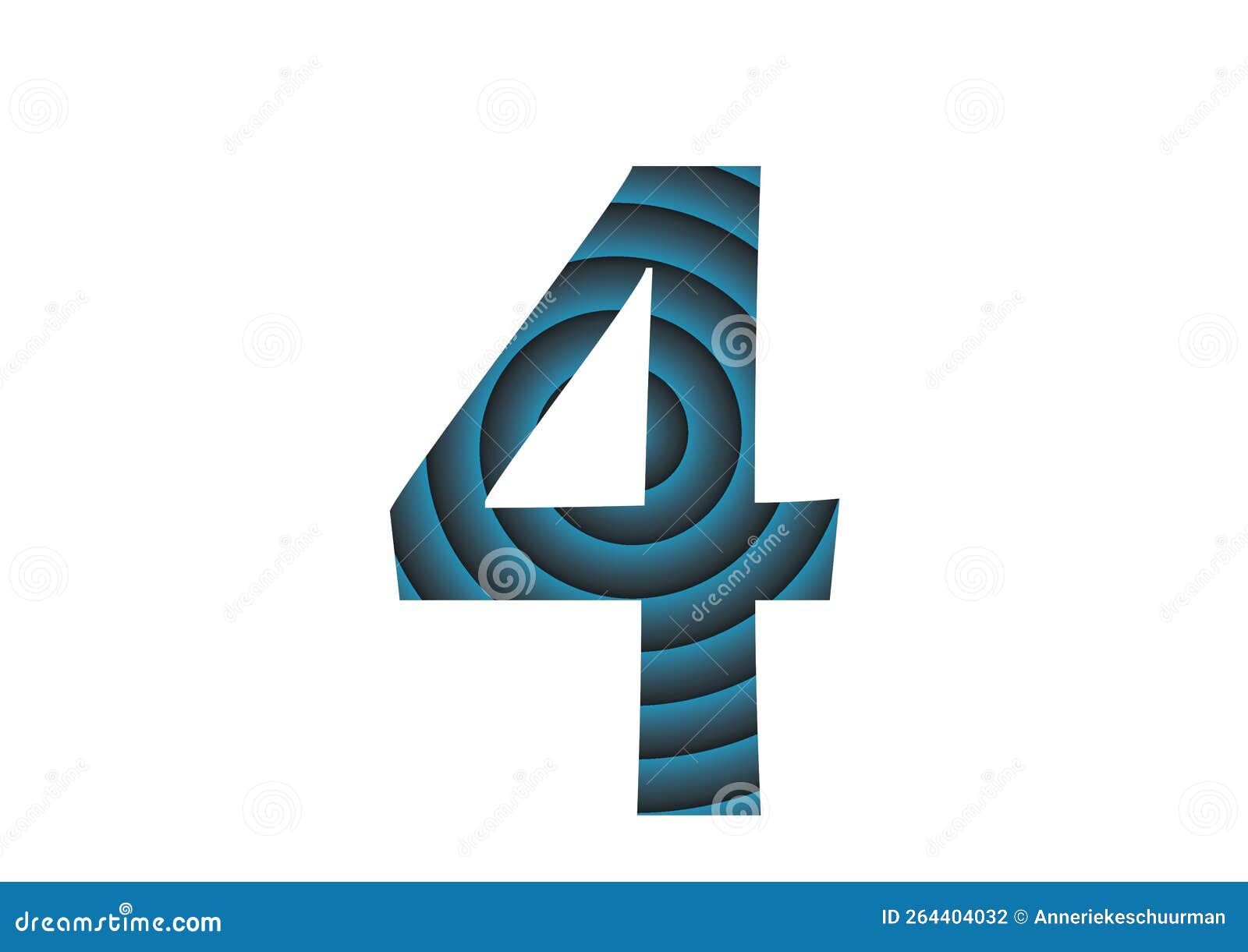 Number 4 of the Alphabet Made with Dark and Light Blue Circles Stock ...