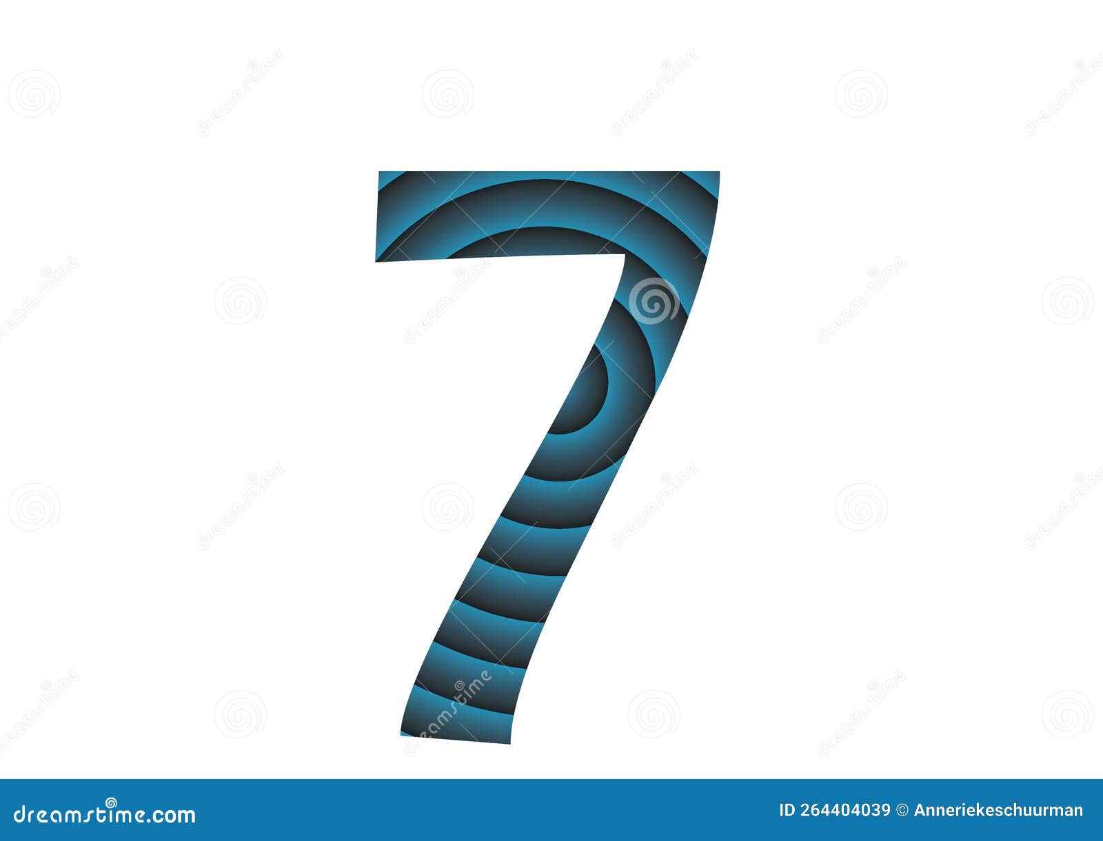 Number 7 of the Alphabet Made with Dark and Light Blue Circles Stock ...