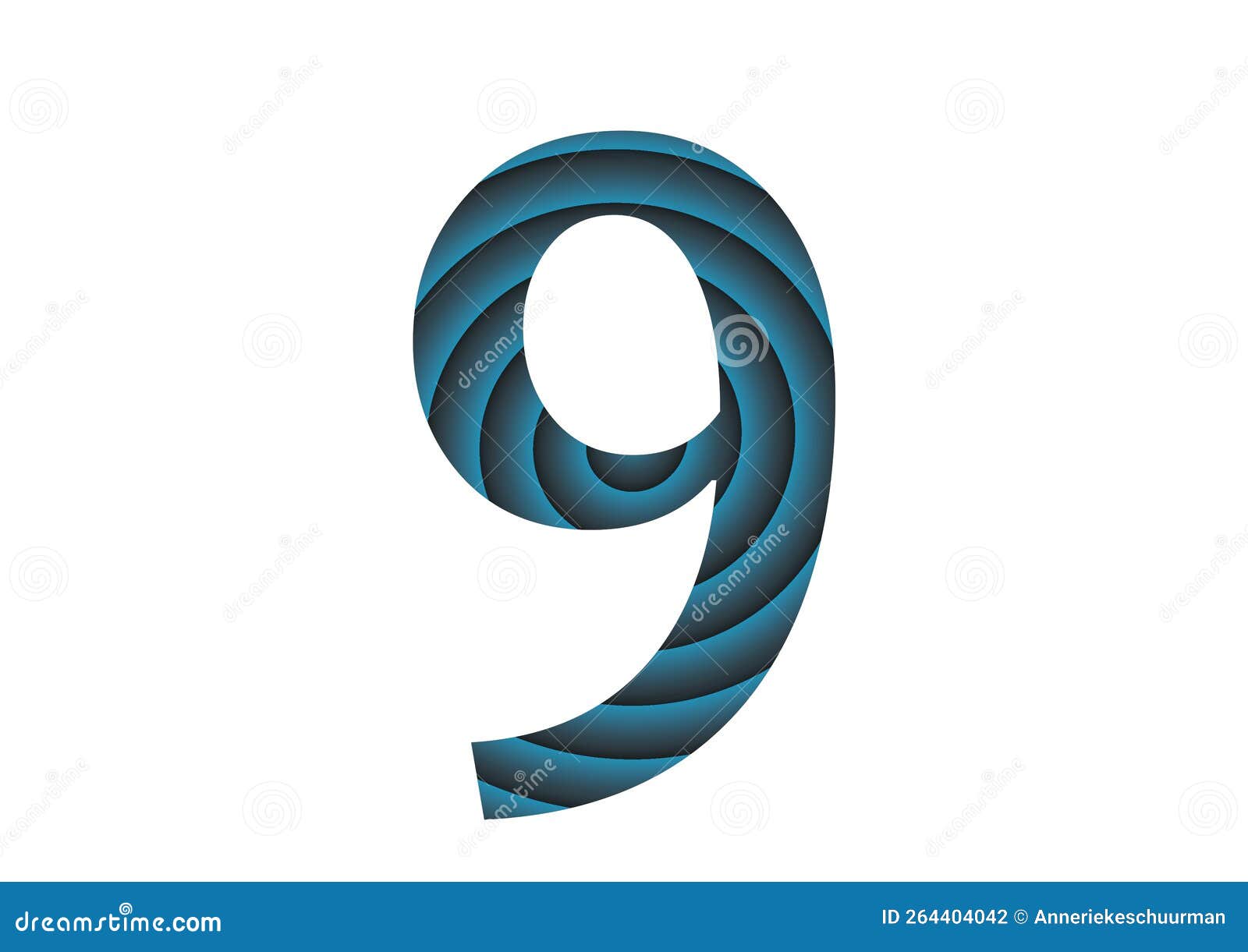 Number 9 of the Alphabet Made with Dark and Light Blue Circles Stock ...