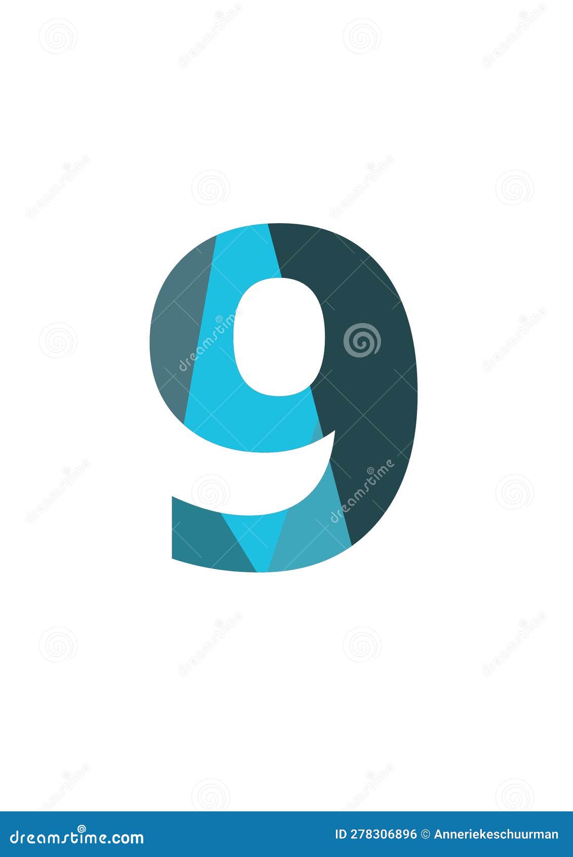 Number 9 of the Alphabet Made with Dark and Light Blue Plane Figure ...