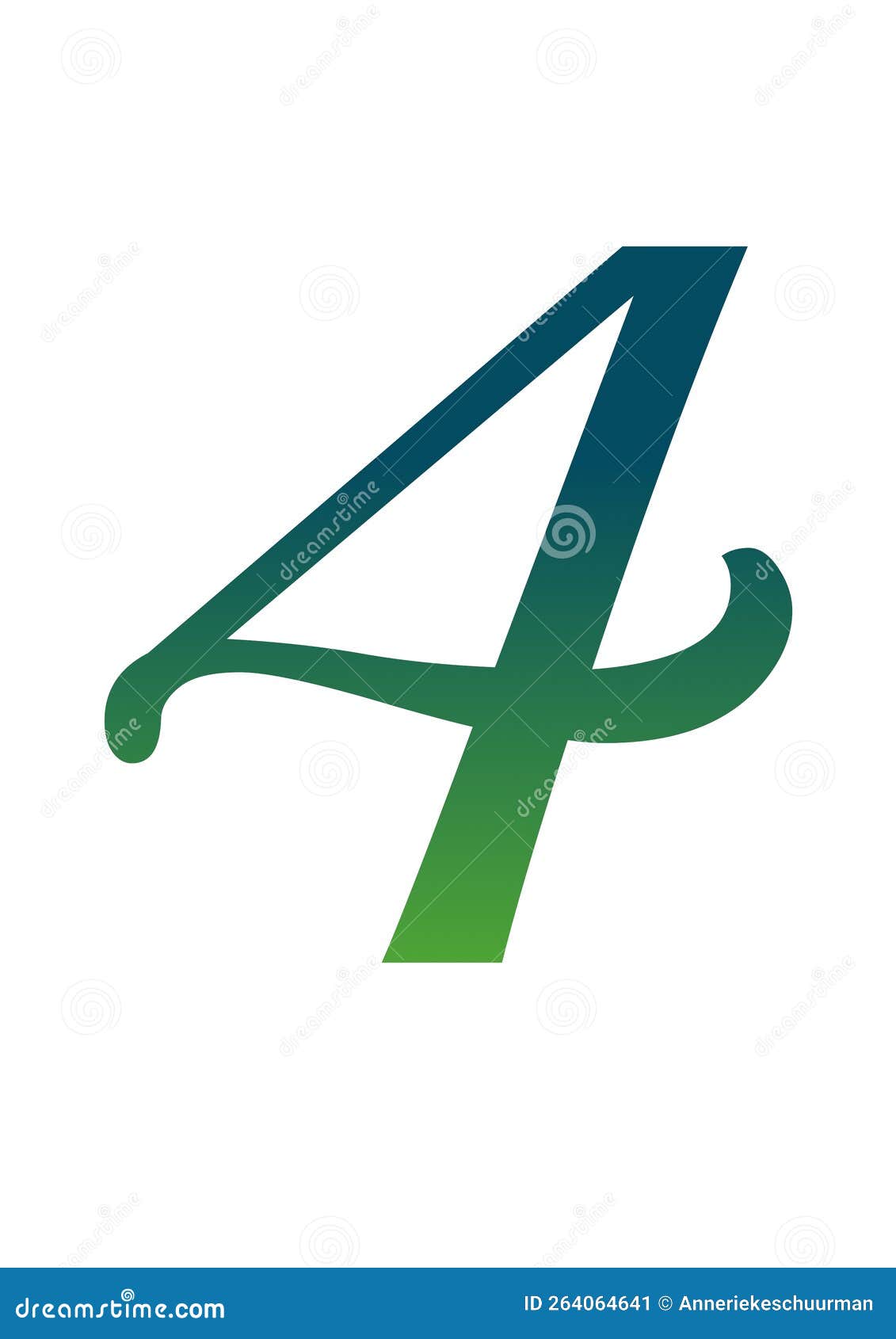 Number 4 of the Alphabet Made with Green and Blue Gradient Stock ...