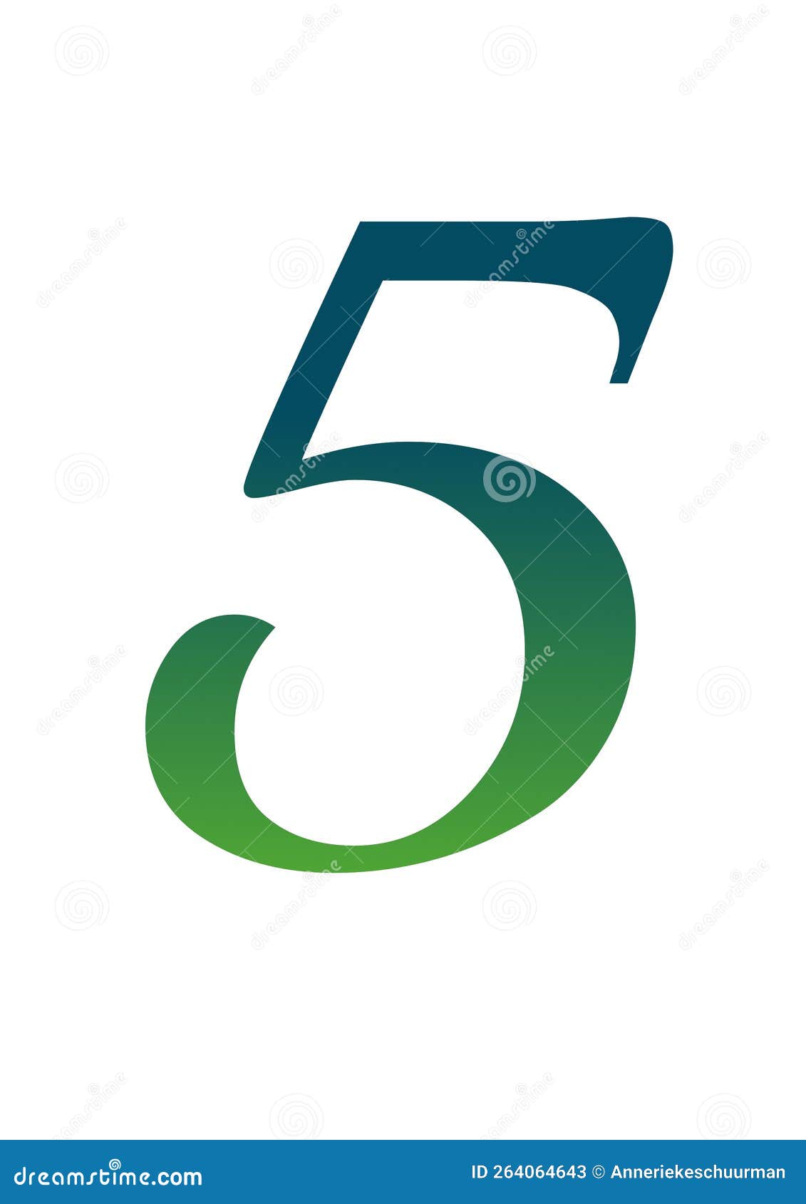 Number 5 of the Alphabet Made with Green and Blue Gradient Stock ...