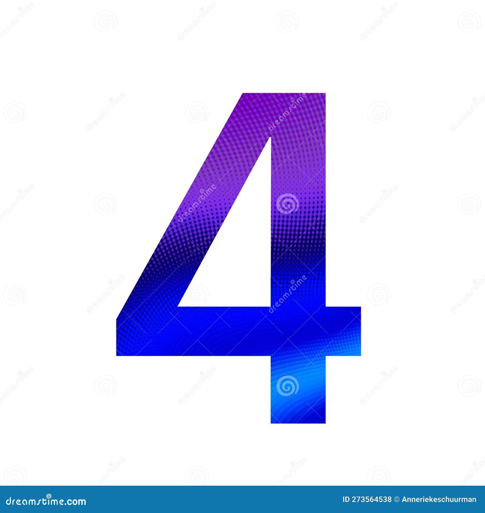 Number 4 of the Alphabet Made with a Purple and Blue Background Stock ...