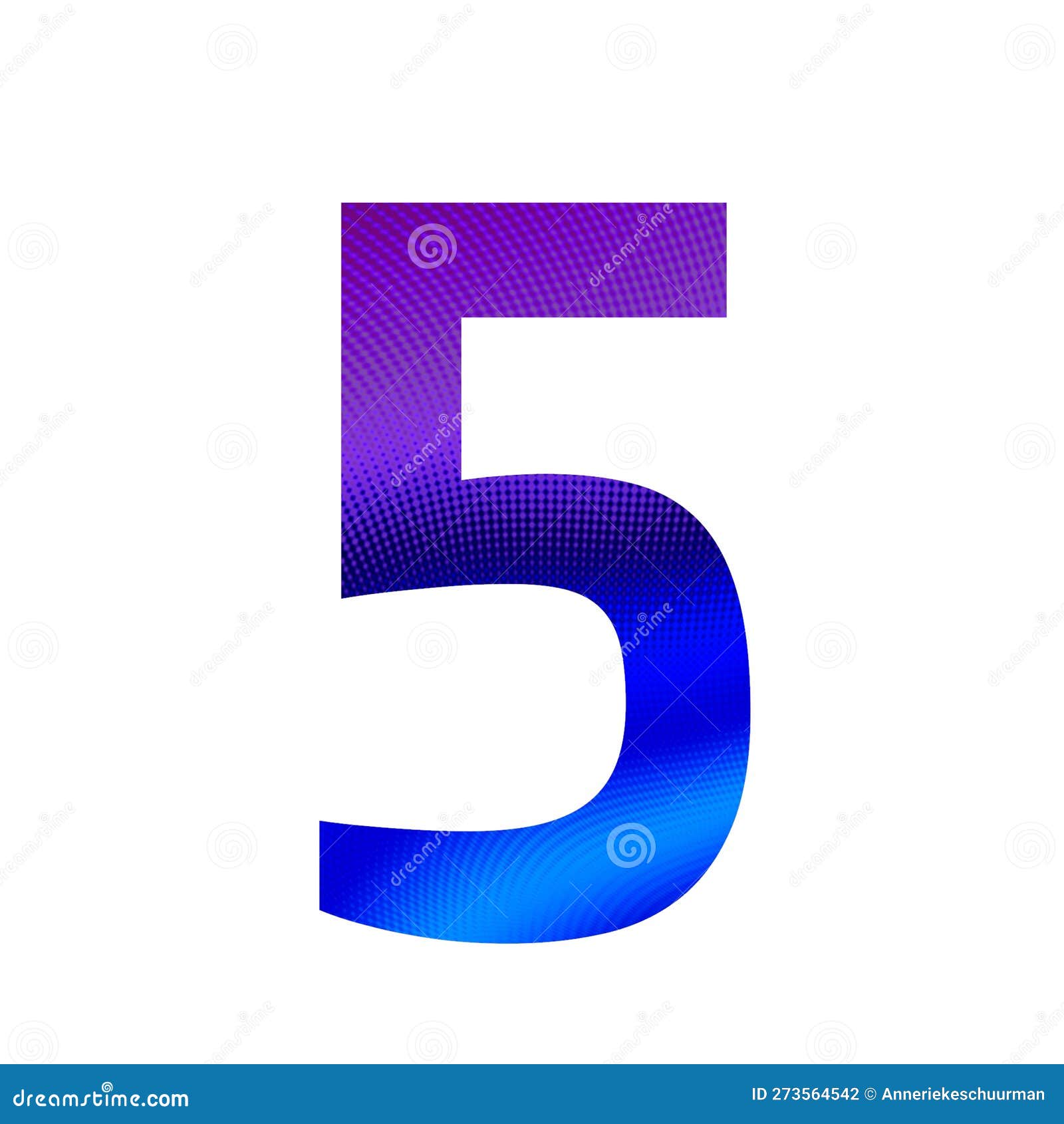 Number 5 of the Alphabet Made with a Purple and Blue Background Stock ...