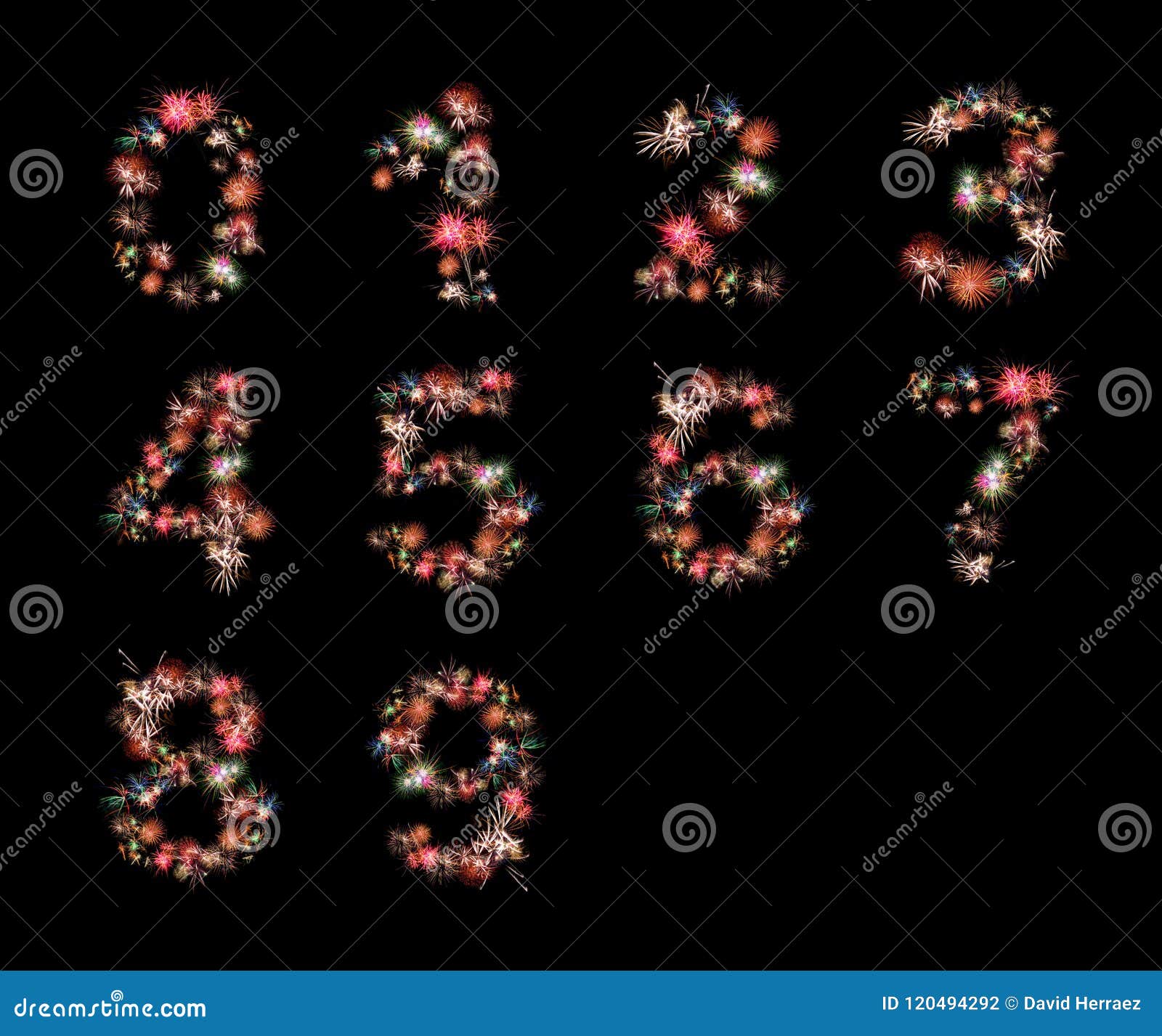 Number Alphabet Made of Real Fireworks Photographies Stock Illustration ...