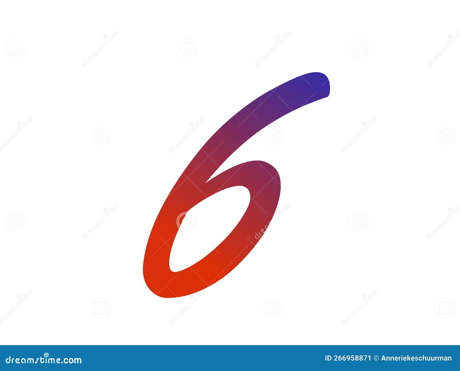 Number 6 of the Alphabet Made with Red and Blue Gradient Stock ...