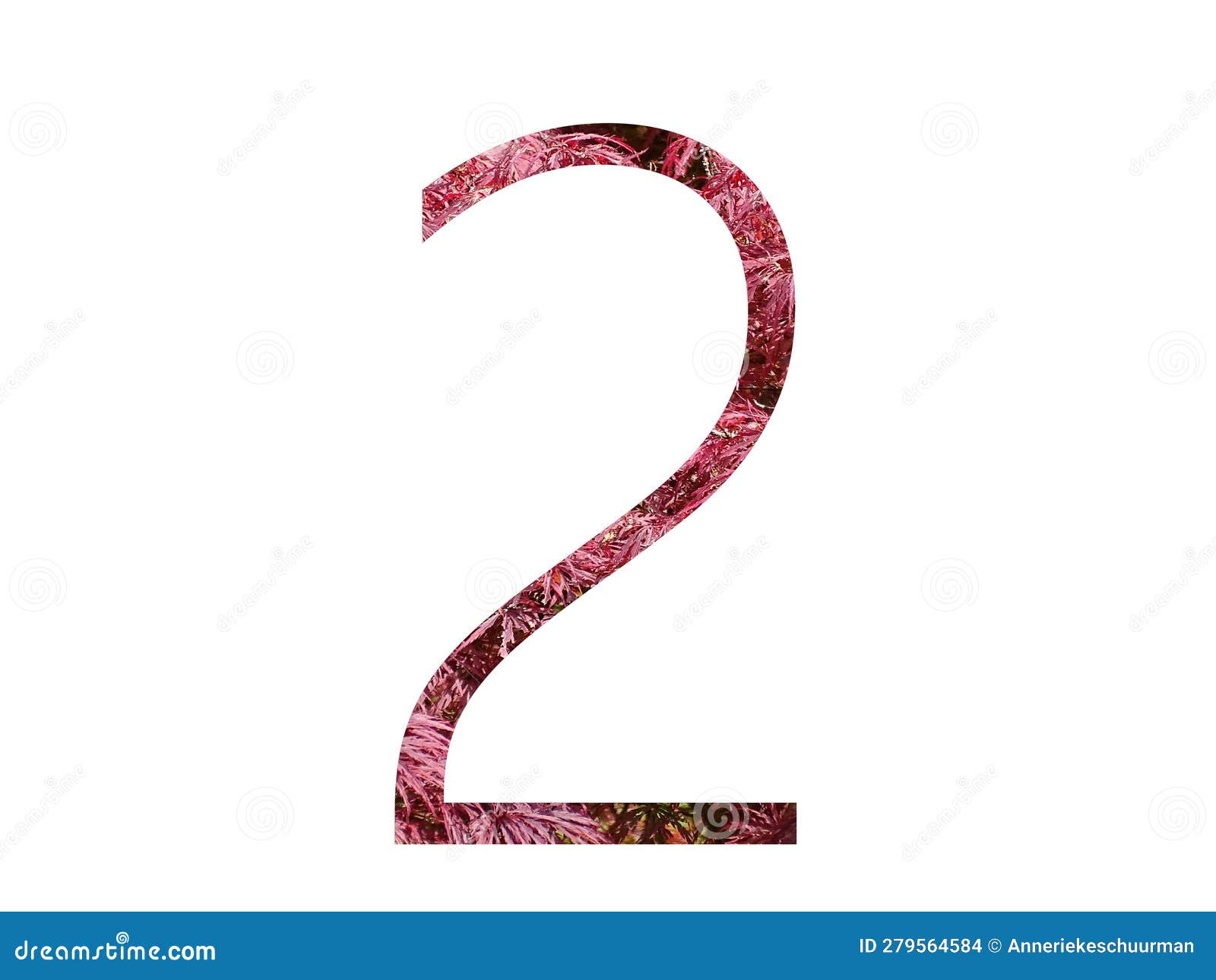Number 2 of the Alphabet Made with Red Leaves of a Tree Stock Photo ...