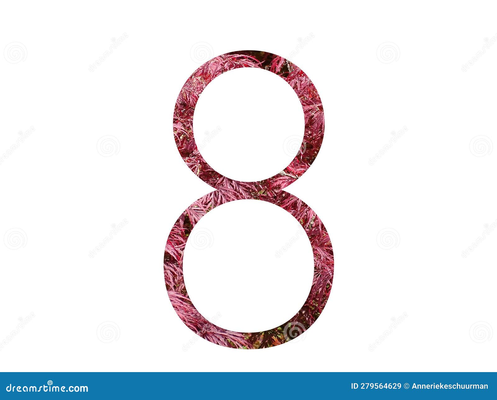 Number 8 of the Alphabet Made with Red Leaves of a Tree Stock Image ...