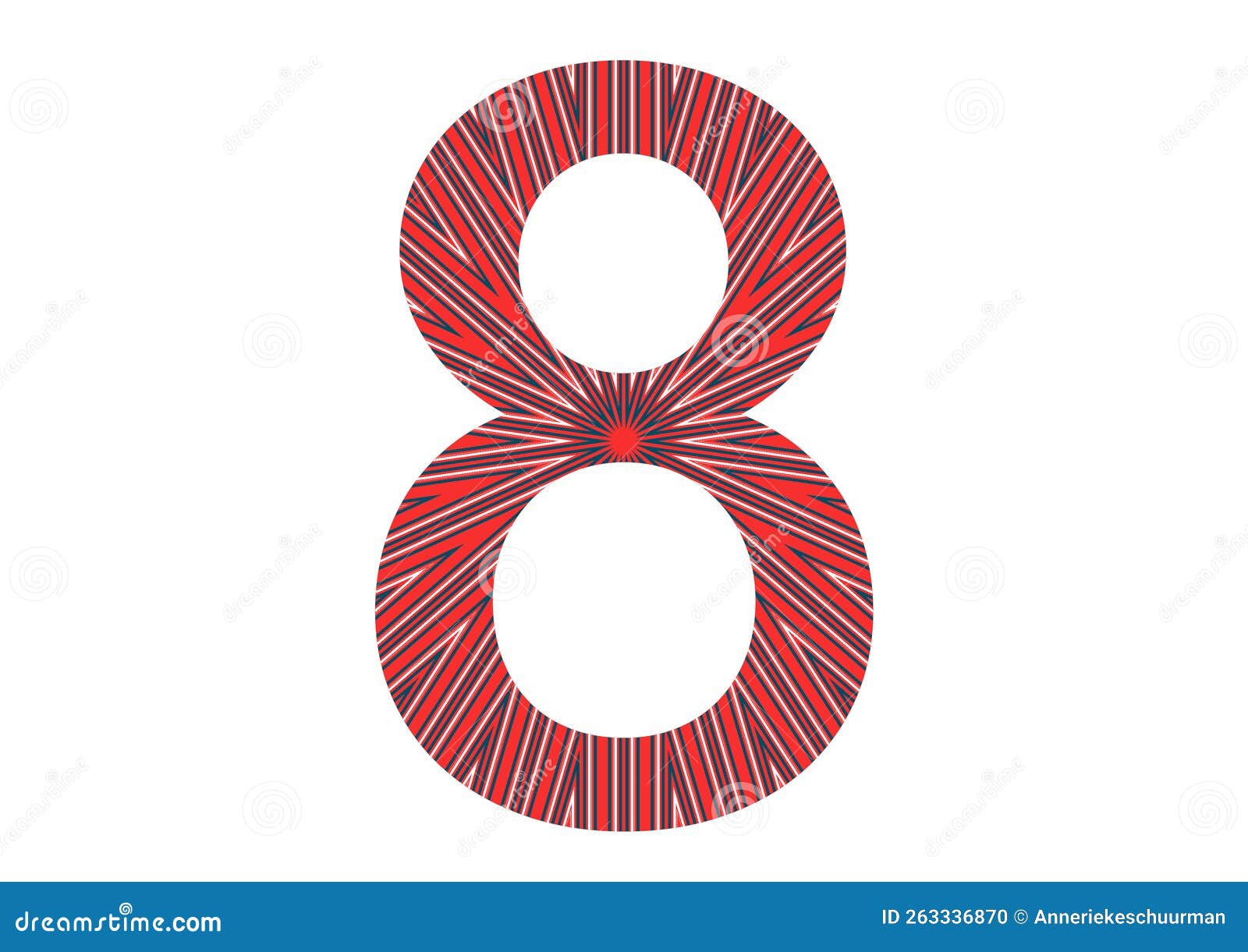 Number 8 of Alphabet Made with a Star with Red, Pink, Blue and White ...