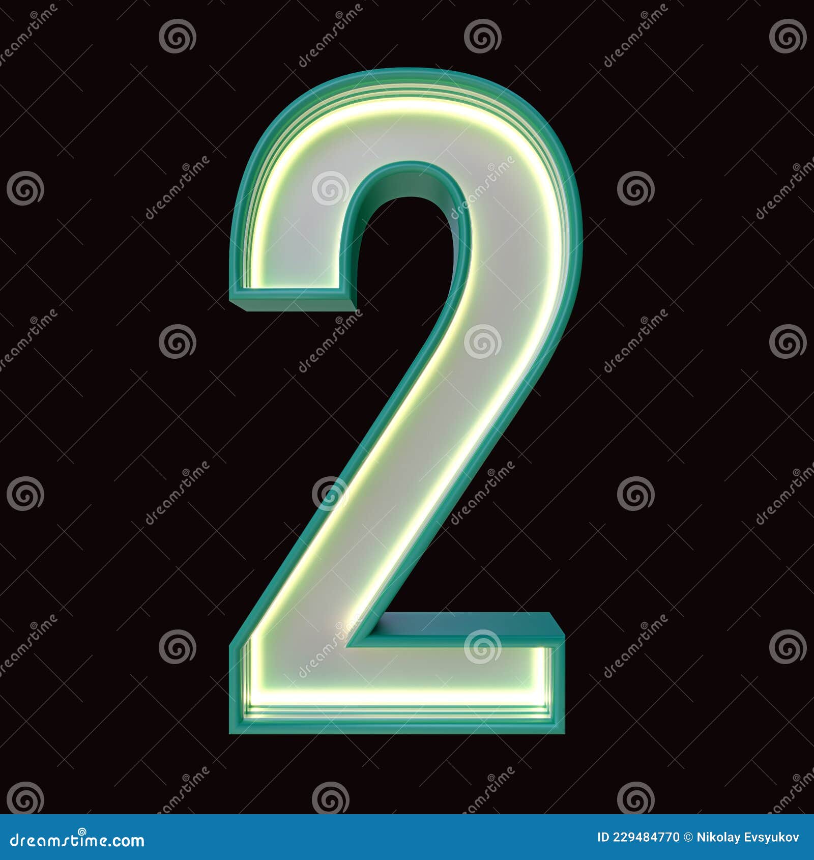 Number 2, Alphabet. Retro 3d Number Isolated on a Black Background with ...