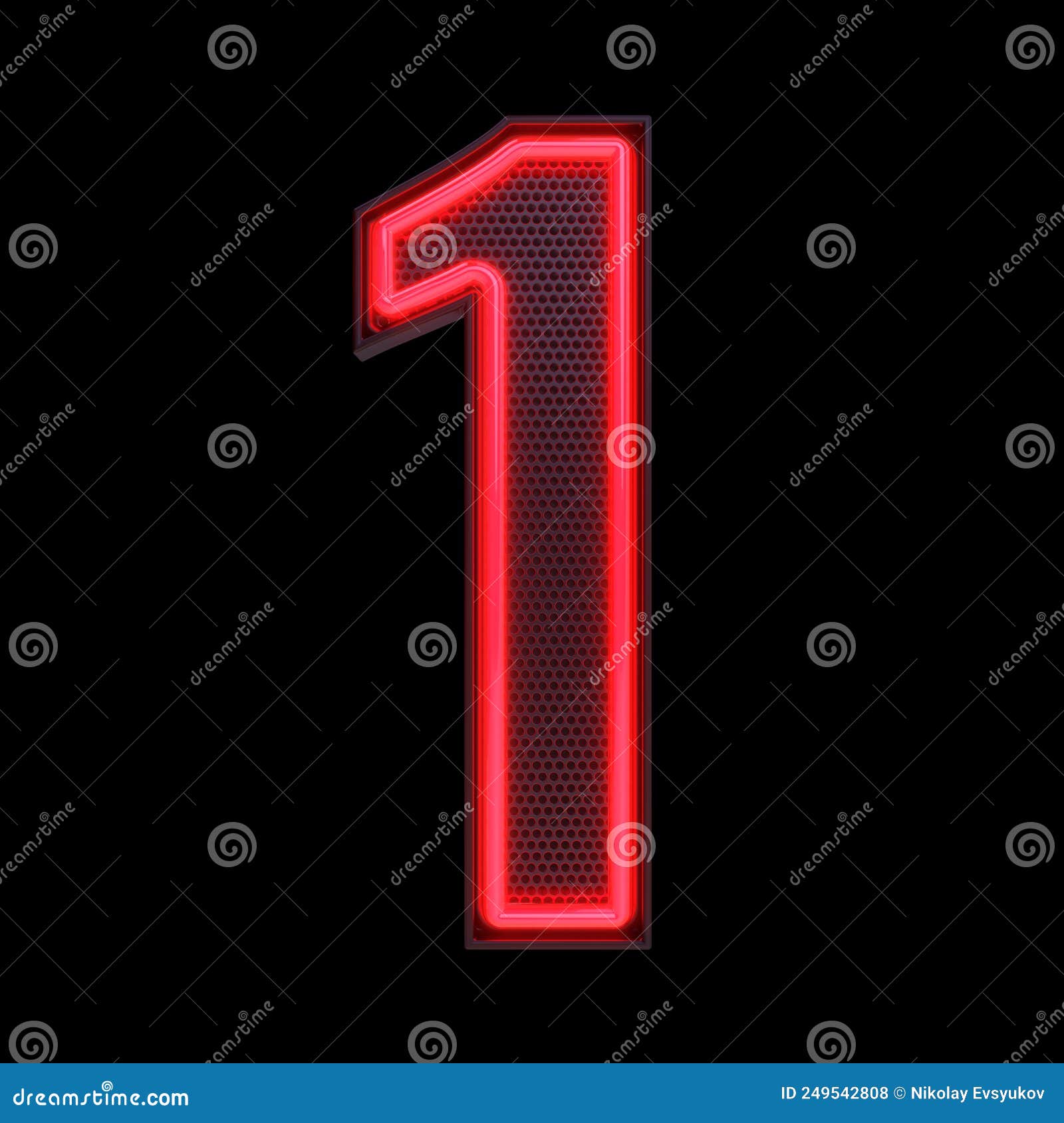 Number 1, Alphabet. Retro 3d Number Isolated on a Black Background with ...