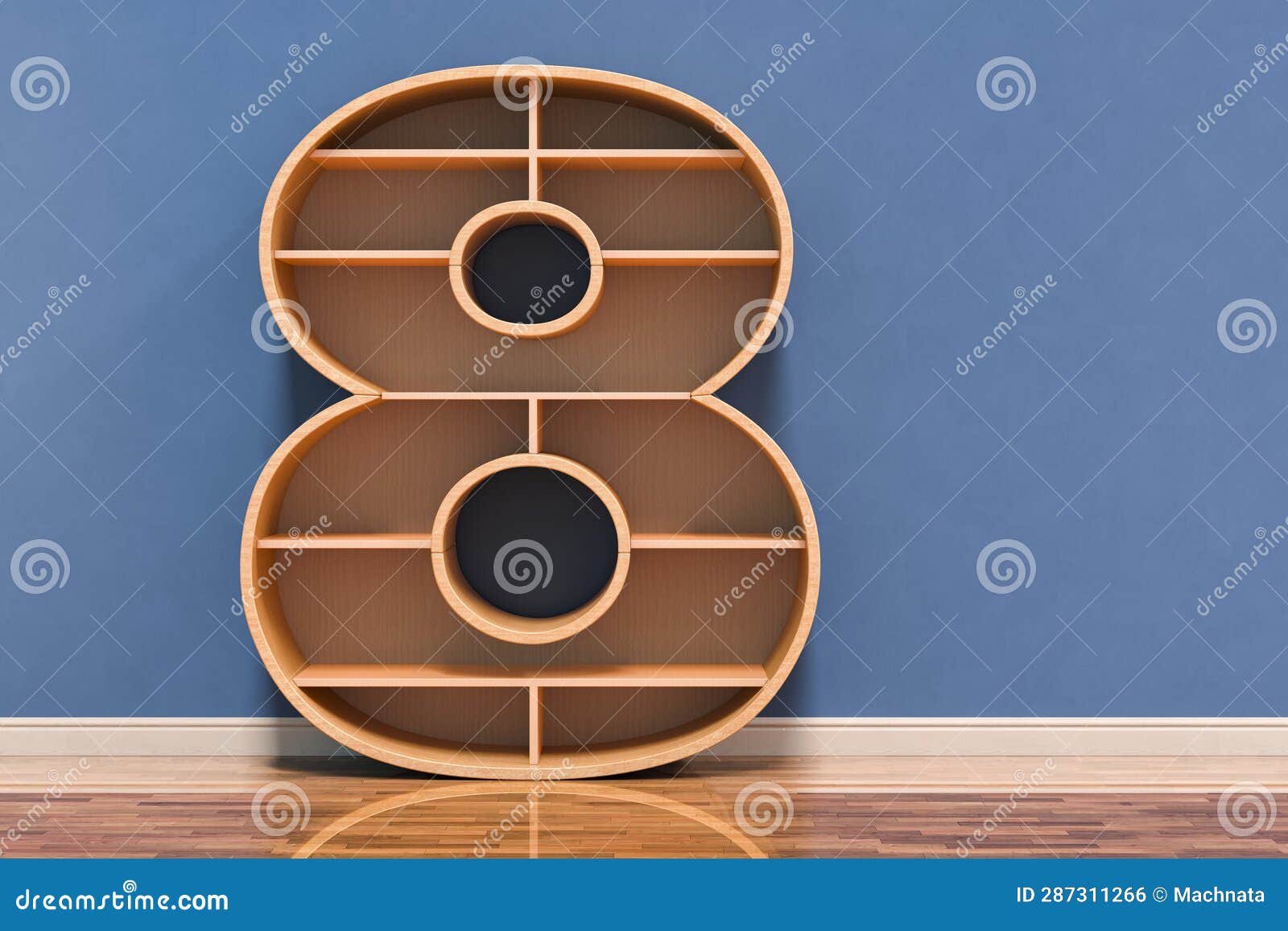 Number 8 As Bookshelf in Interior, 3D Rendering Stock Illustration ...