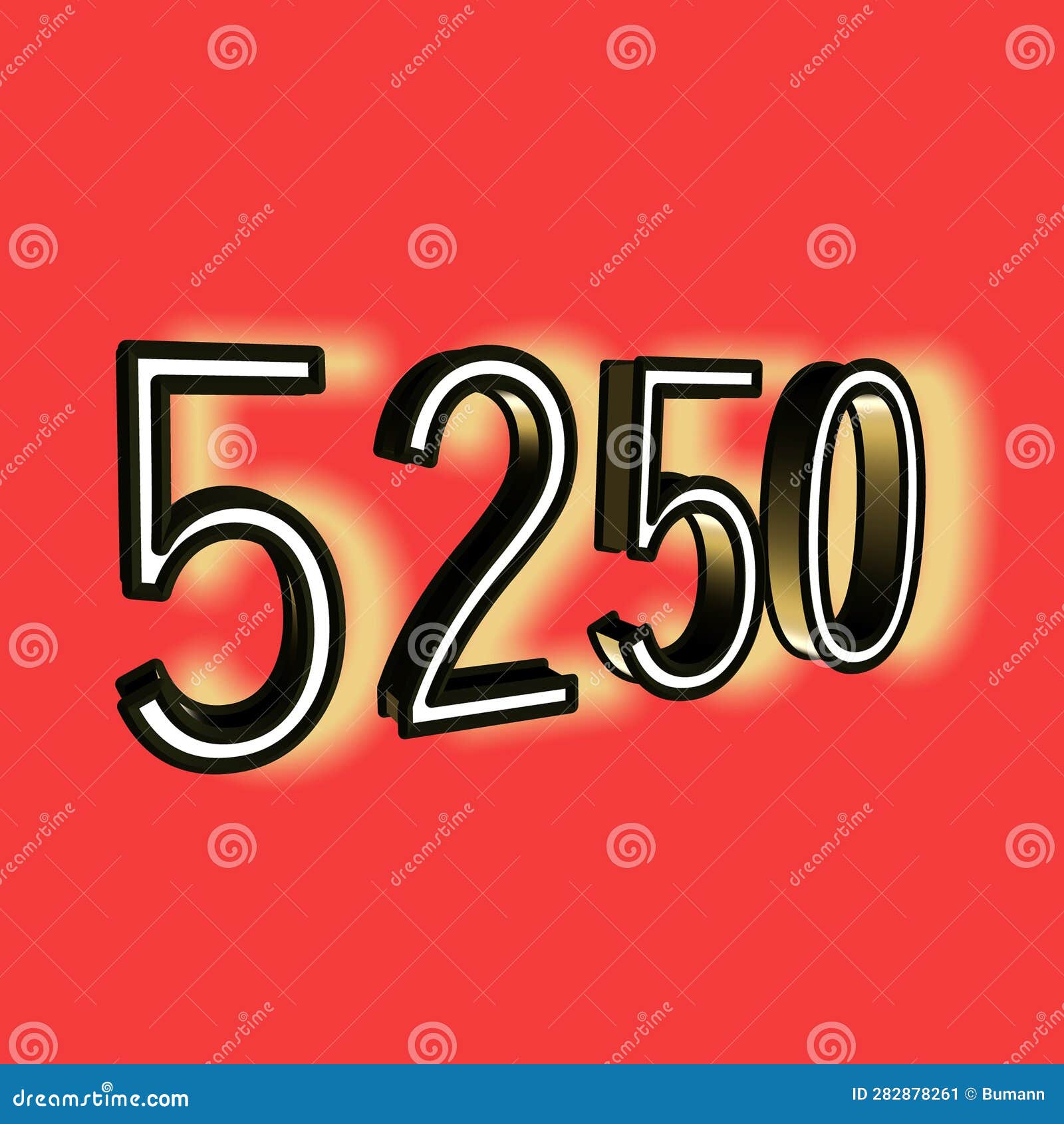 Number 5250 As 3D Illustration, 3D Rendering, 3D Representation ...