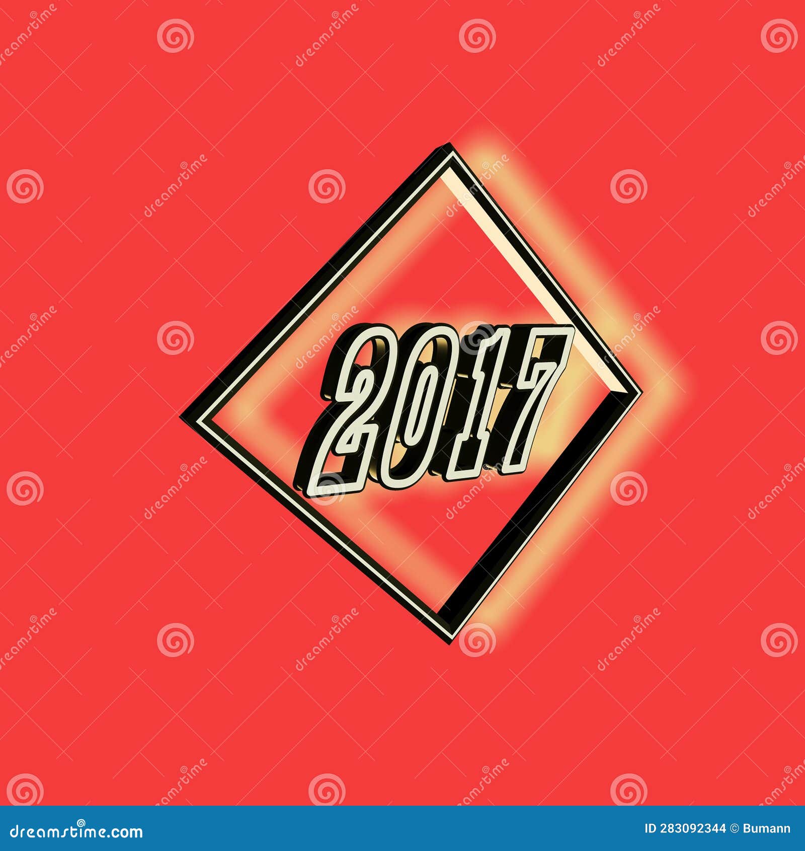 Number 2017 As 3D Illustration, 3D Rendering, 3D Representation ...