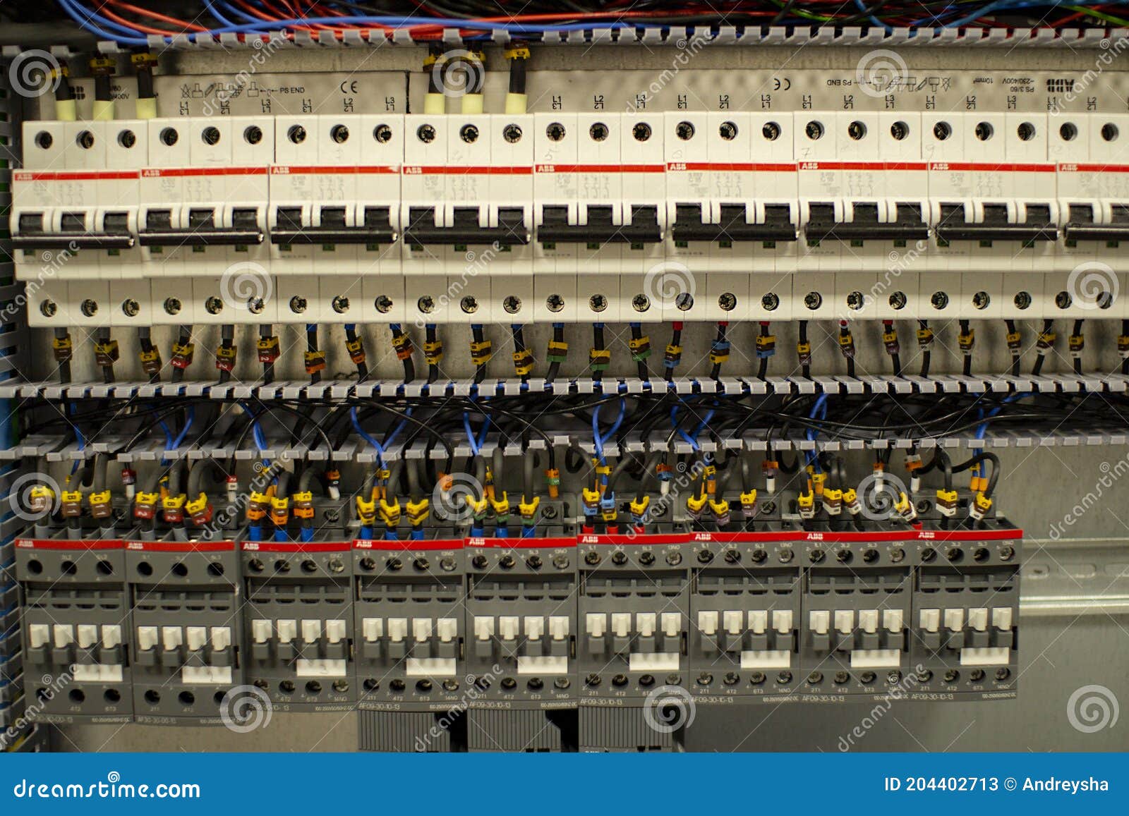 A Number of Automatic Machines in the Electrical Panel.Modern Electric ...