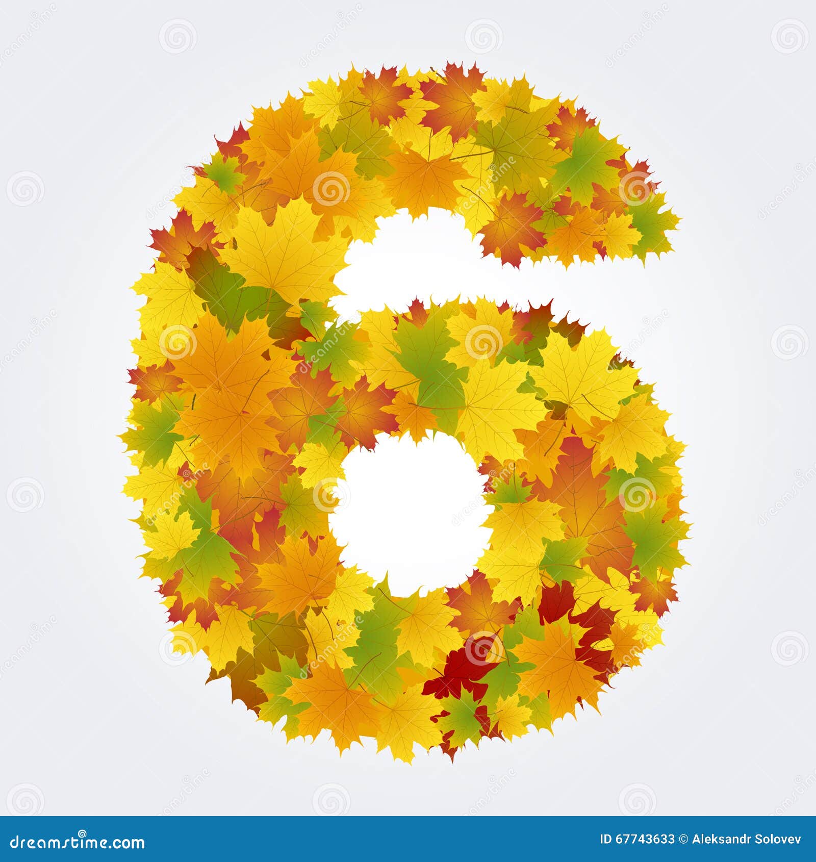 Number 6 of the Autumn Leaves Stock Vector - Illustration of numeral ...