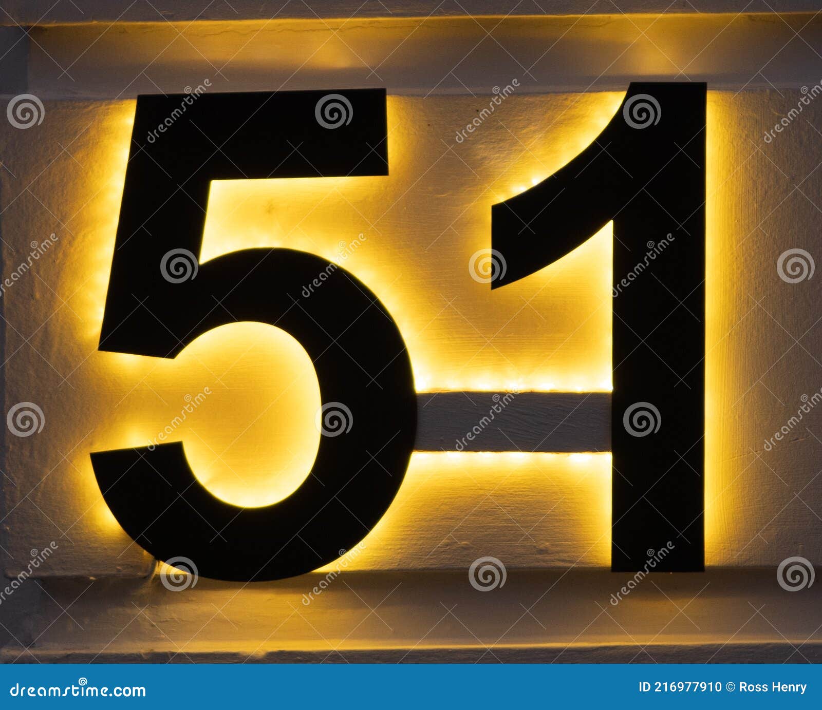 Number 51 Back-lighted stock photo. Image of five, number - 216977910