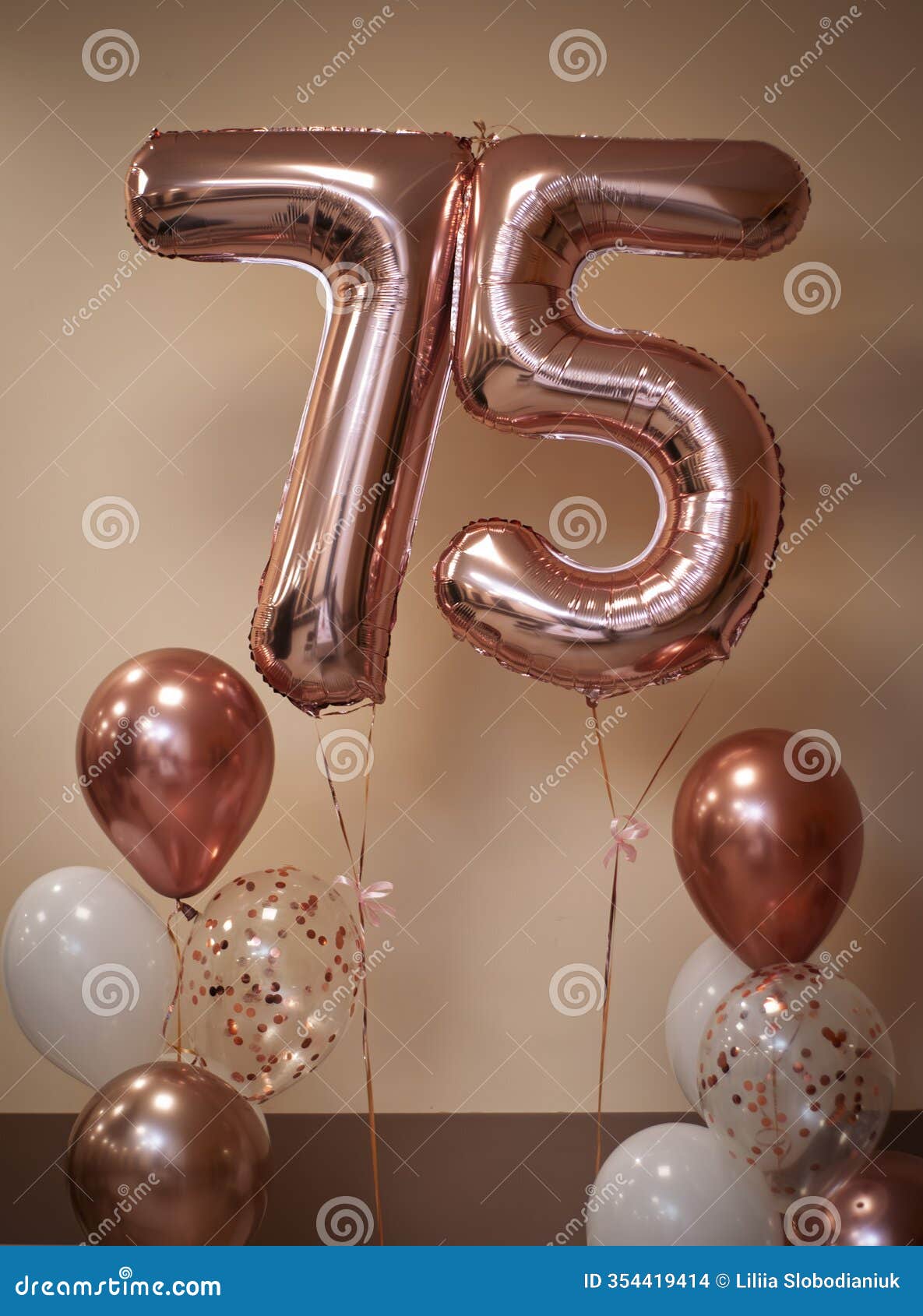 Number 75 Balloons Anniversary Happy Stock Photo - Image of hand ...
