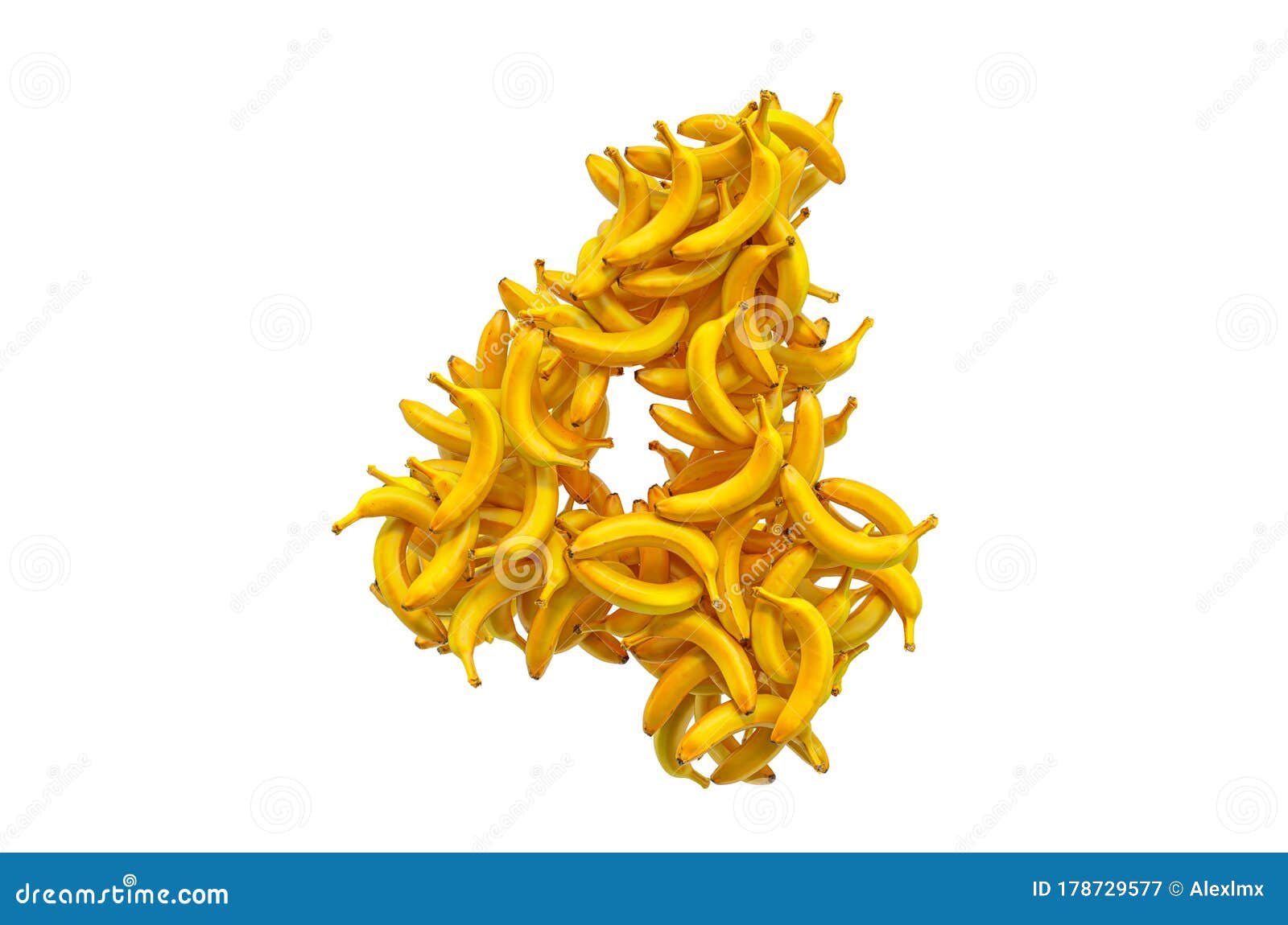 Number 4 From Bananas, 3D Rendering Stock Illustration - Illustration ...