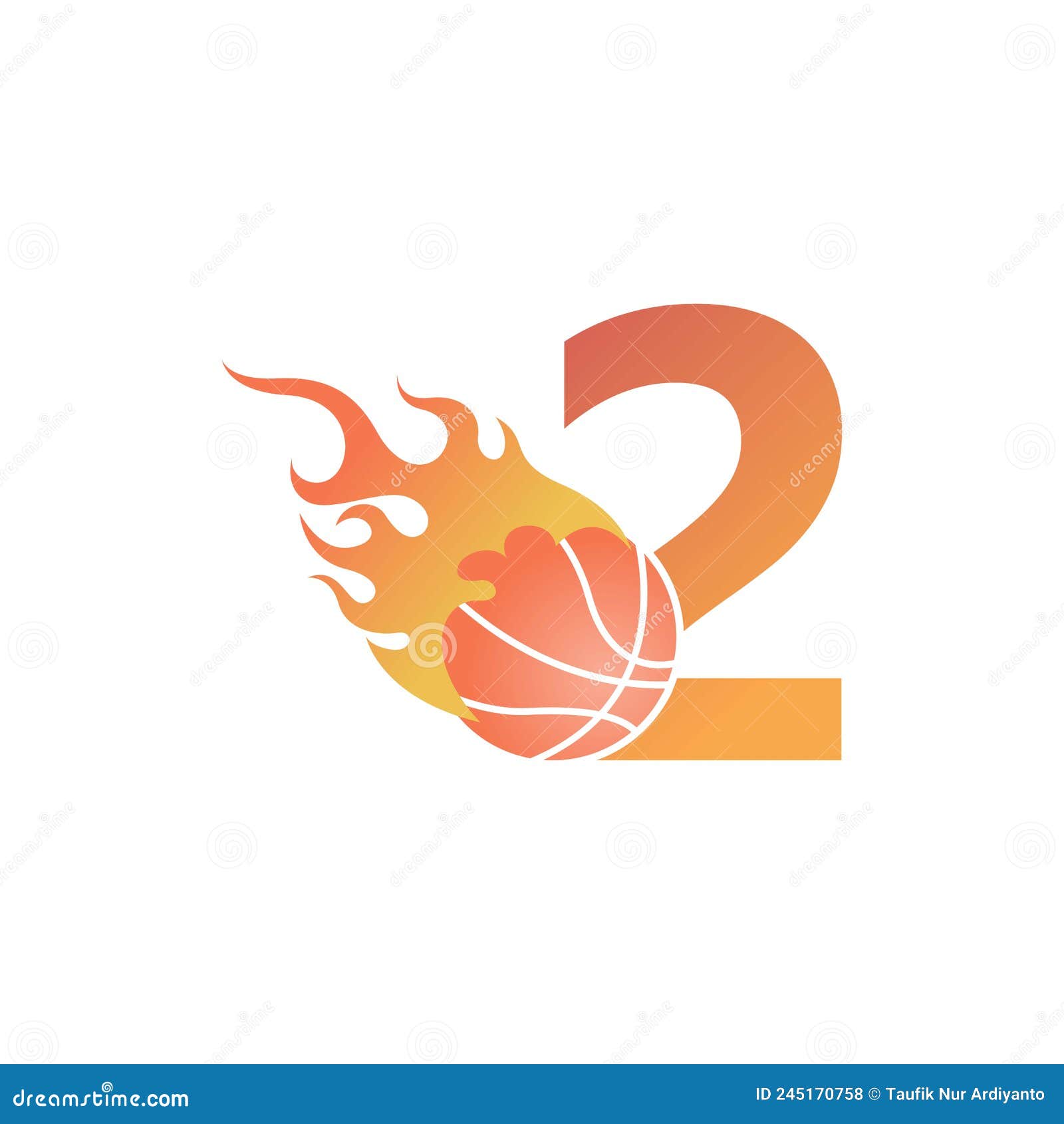 Number 2 with Basketball Ball on Fire Illustration Stock Vector ...