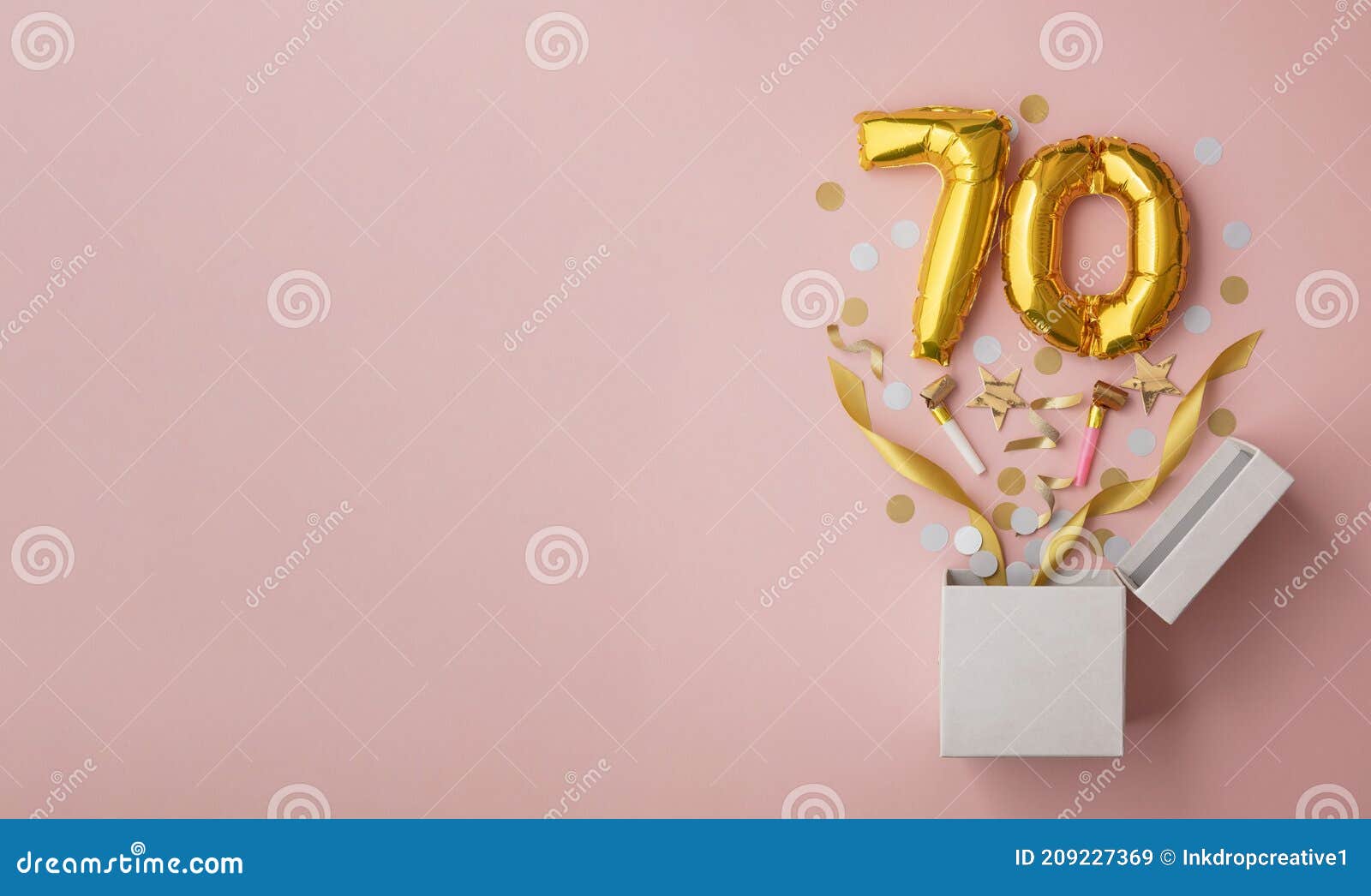 Number 70 Birthday Balloon Celebration Gift Box Lay Flat Explosion ...