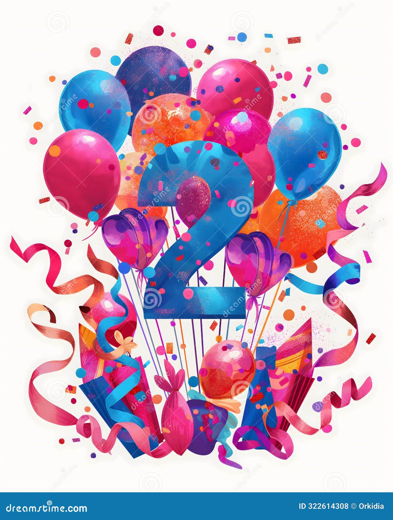 Number 2 Birthday Balloons Design Stock Illustration - Illustration of ...