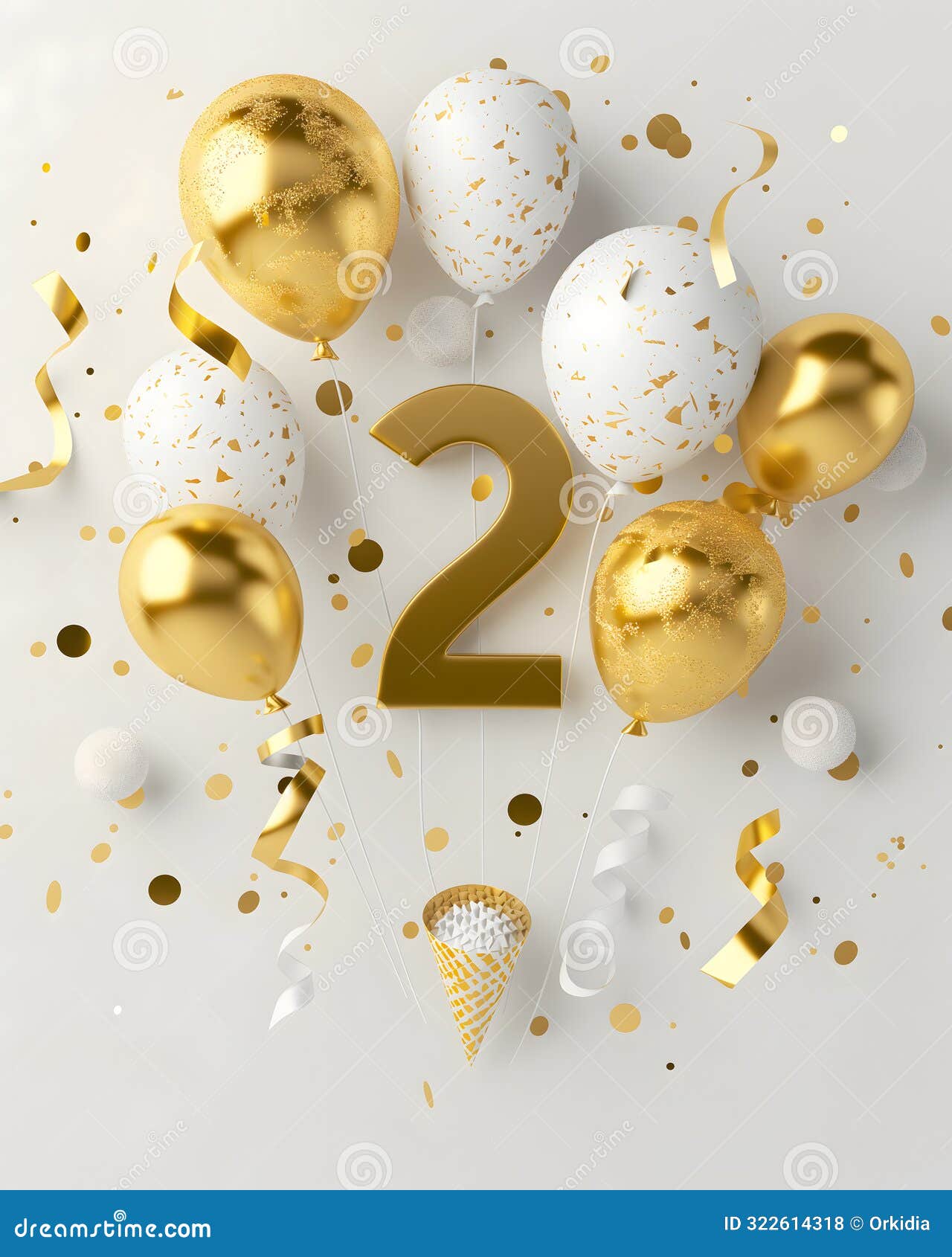 Number 2 Birthday Balloons Design Stock Illustration - Illustration of ...