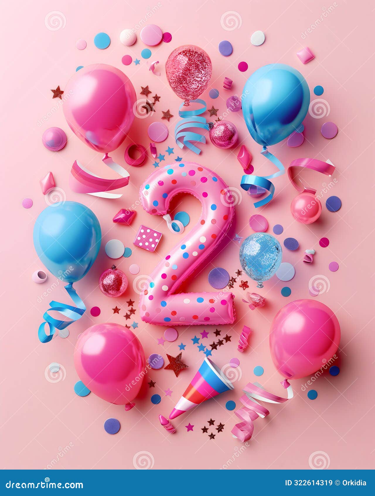 Number 2 Birthday Balloons Design Stock Illustration - Illustration of ...