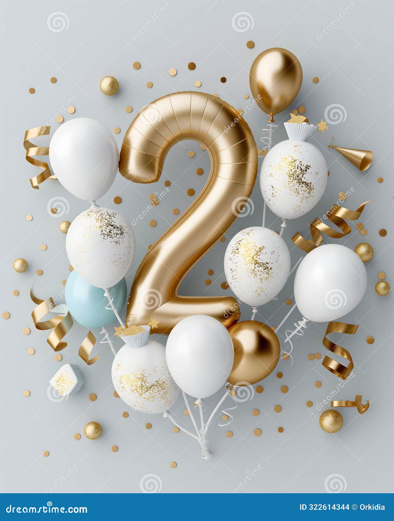 Number 2 Birthday Balloons Design Stock Illustration - Illustration of ...