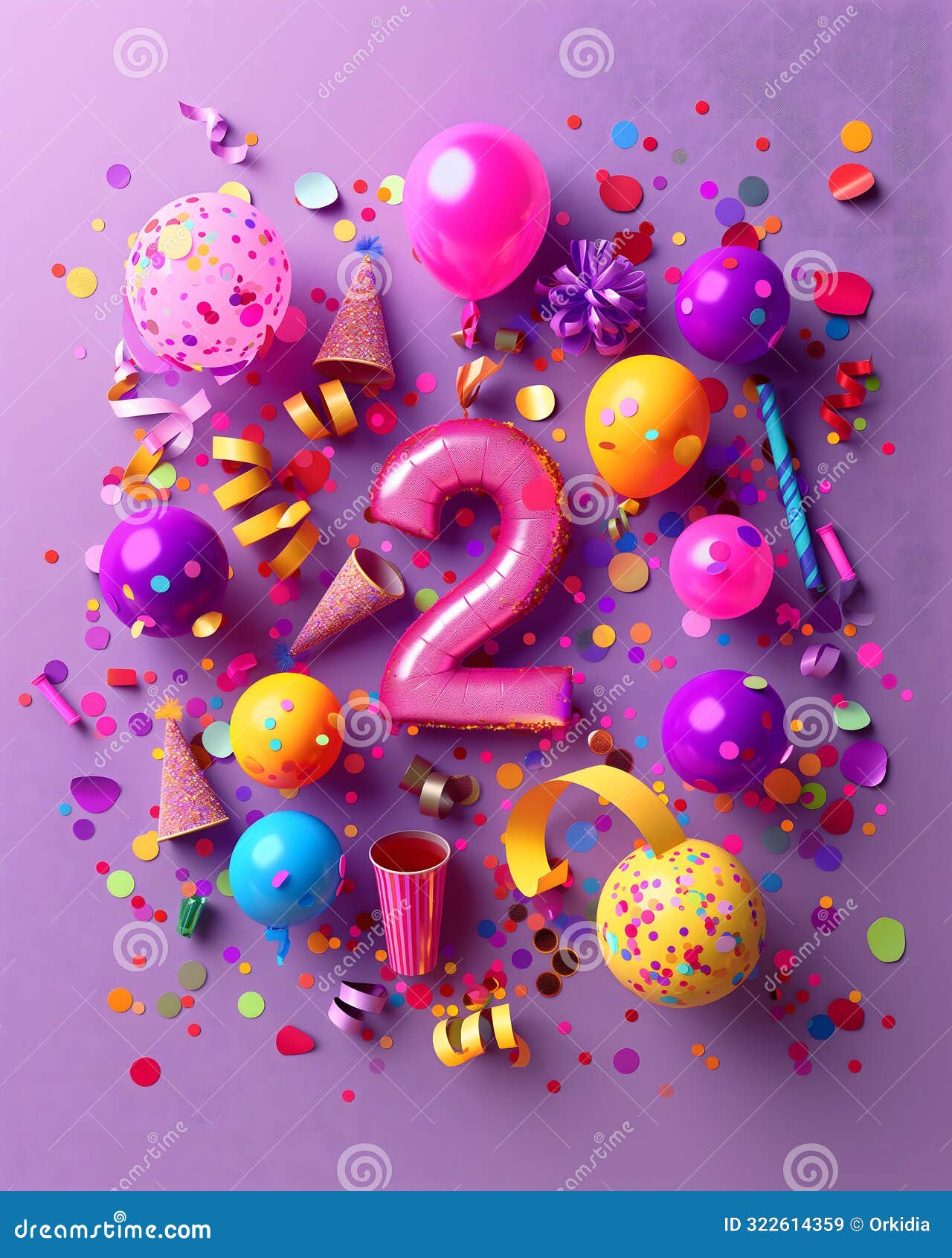 Number 2 Birthday Balloons Design Stock Illustration - Illustration of ...