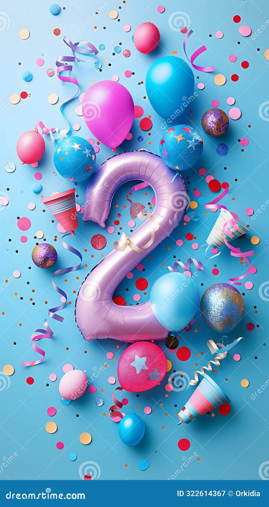 Number 2 Birthday Balloons Design Stock Illustration - Illustration of ...