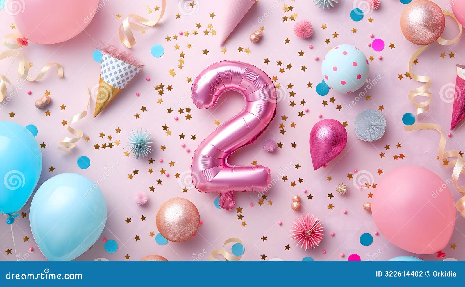 Number 2 Birthday Balloons Design Stock Illustration - Illustration of ...