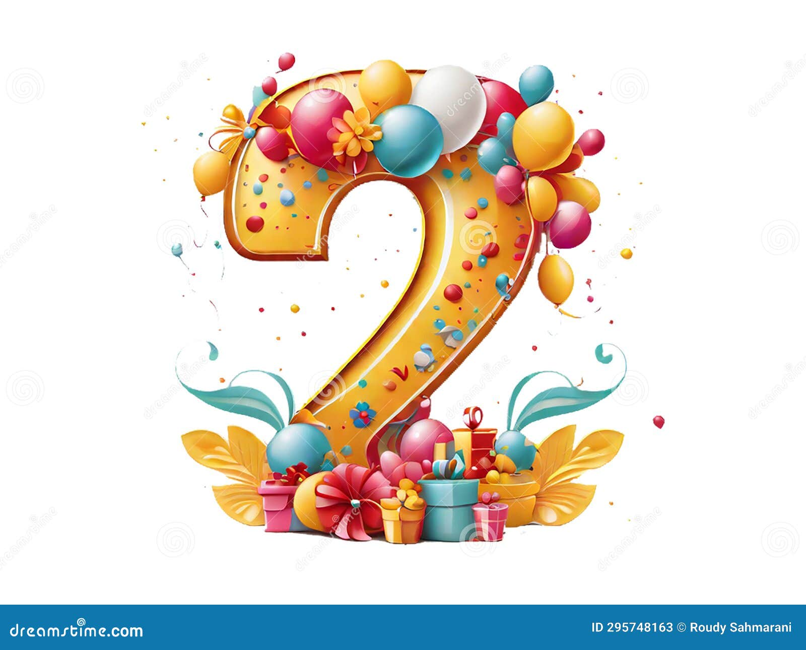 Number 2 Birthday Illustration Kids Stock Image - Illustration of high ...