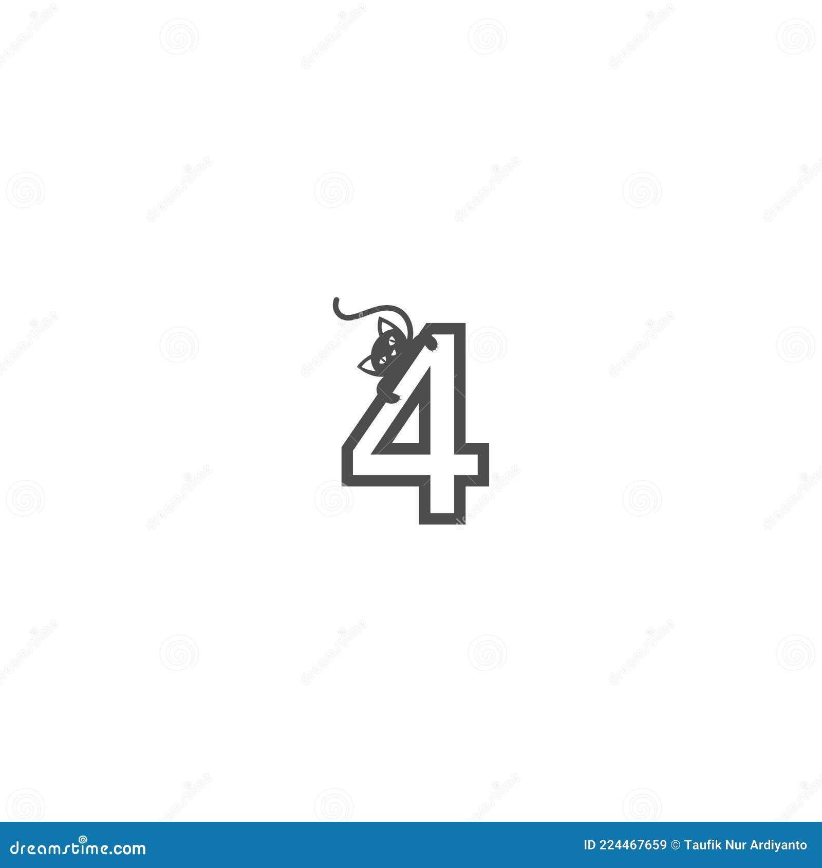 Number 4 with Black Cat Icon Logo Design Template Stock Illustration ...