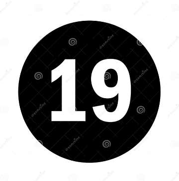 Number 19 Logo with Black Circle Background Stock Vector - Illustration ...
