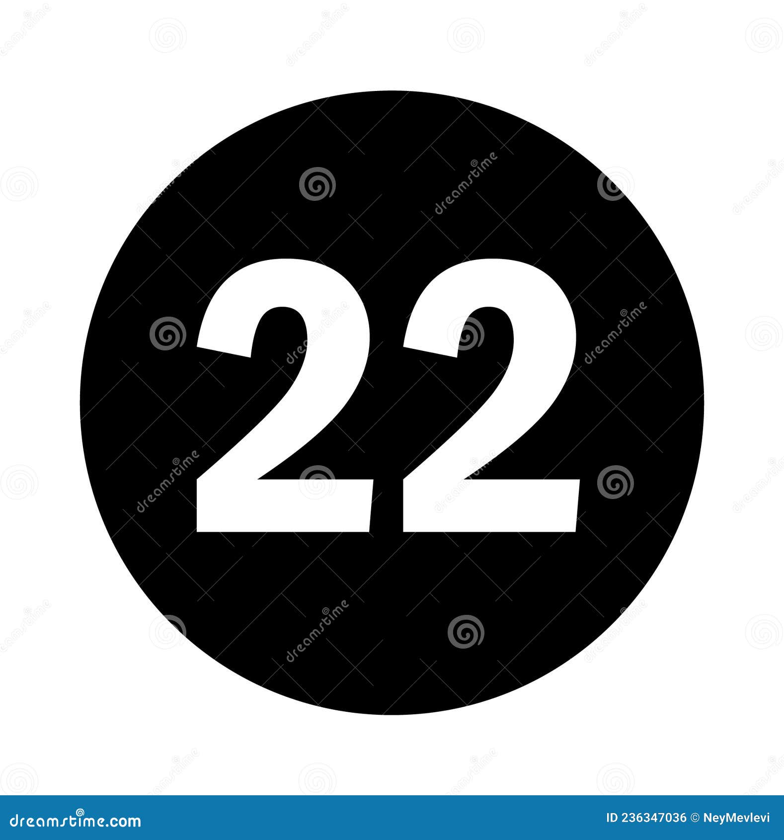 Number 22 Logo with Black Circle Background Stock Vector - Illustration ...