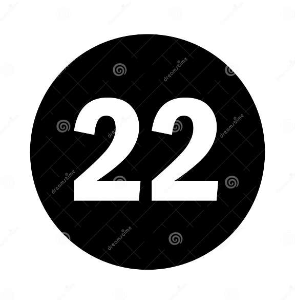 Number 22 Logo with Black Circle Background Stock Vector - Illustration ...