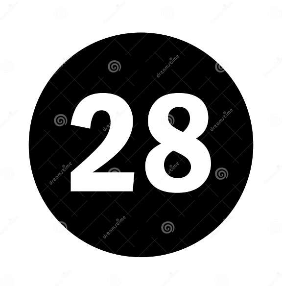 Number 28 Logo with Black Circle Background Stock Vector - Illustration ...