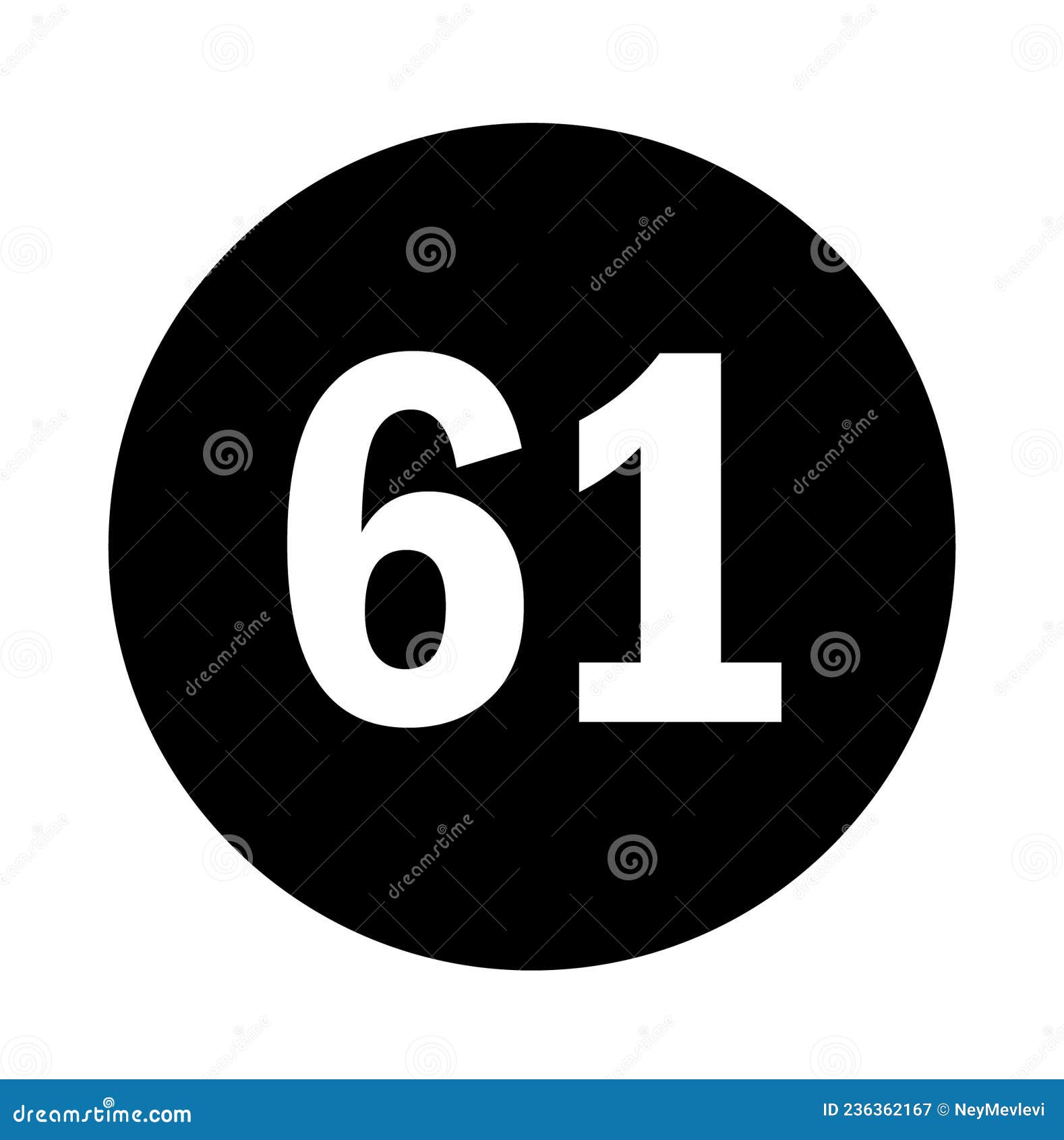 Number 61 Logo with Black Circle Background Stock Vector - Illustration ...